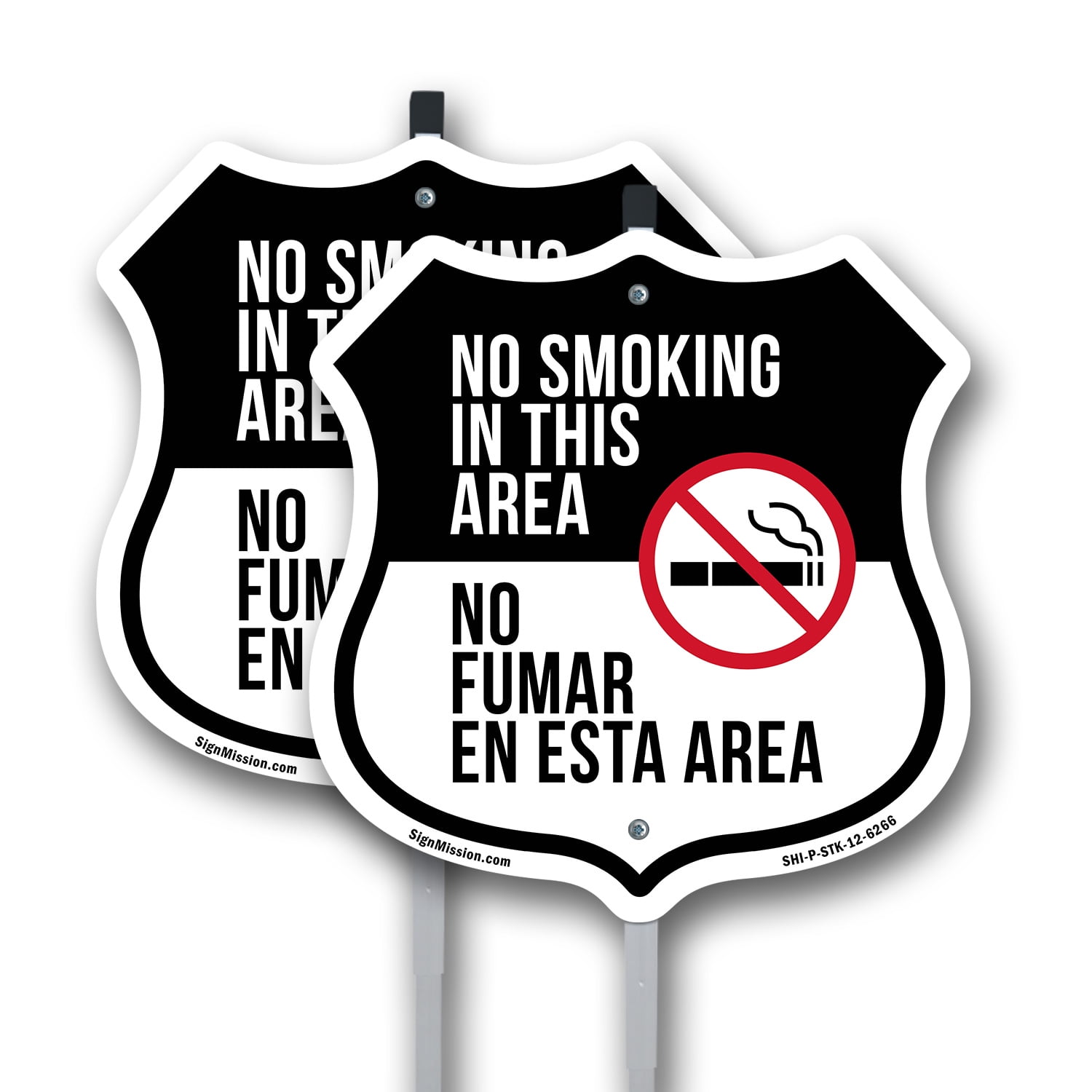 No Smoking In This Area Bilingual English / Spanish (2 Pack) 12 inch X ...
