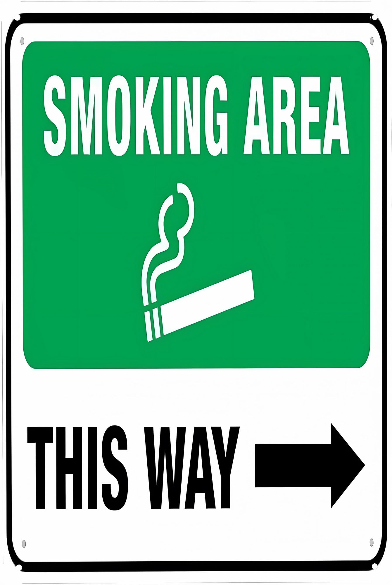 Smoking Area This Way Right Arrow Sign - 8"x12" Vintage Metal Warning ...