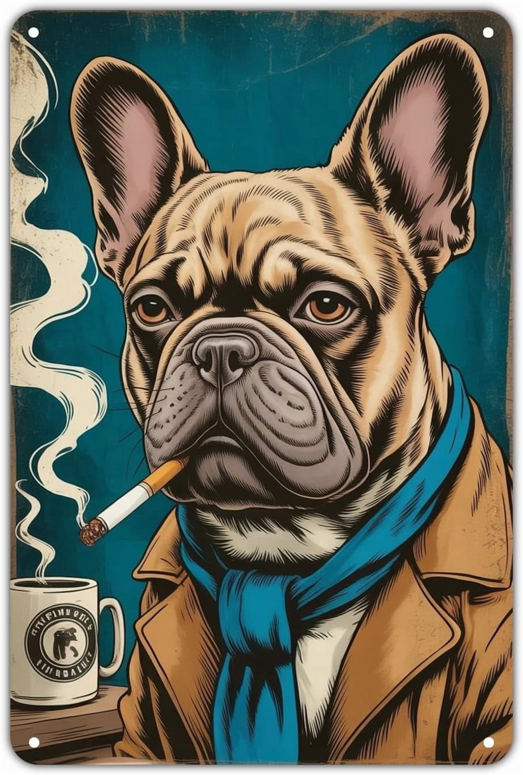 Smoking Bulldog tin sign Vintage Bulldog Smoking Cigarette Metal Sign ...