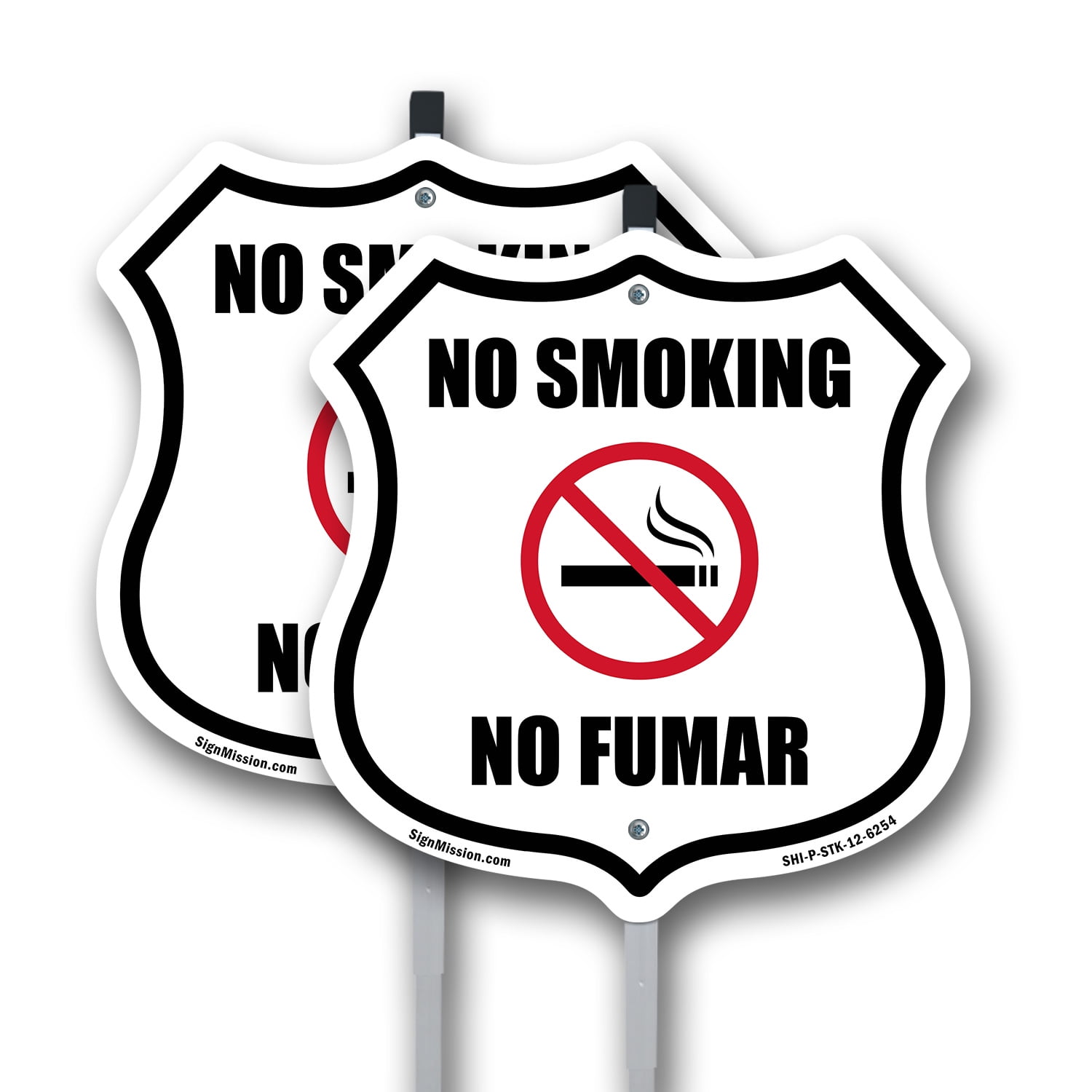 No Smoking No Fumar Bilingual English / Spanish (2 Pack) 12 inch X 12 ...