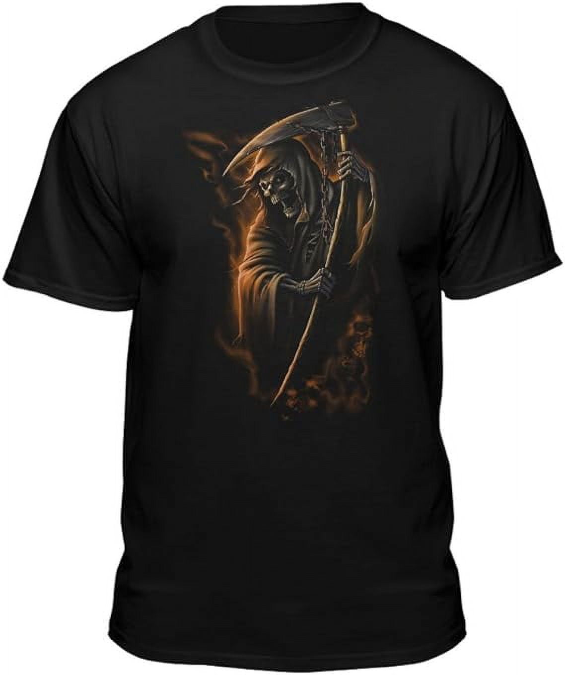 Smoking Grim Reaper Skull Death Scythe Chains Black T-Shirt - Walmart.com