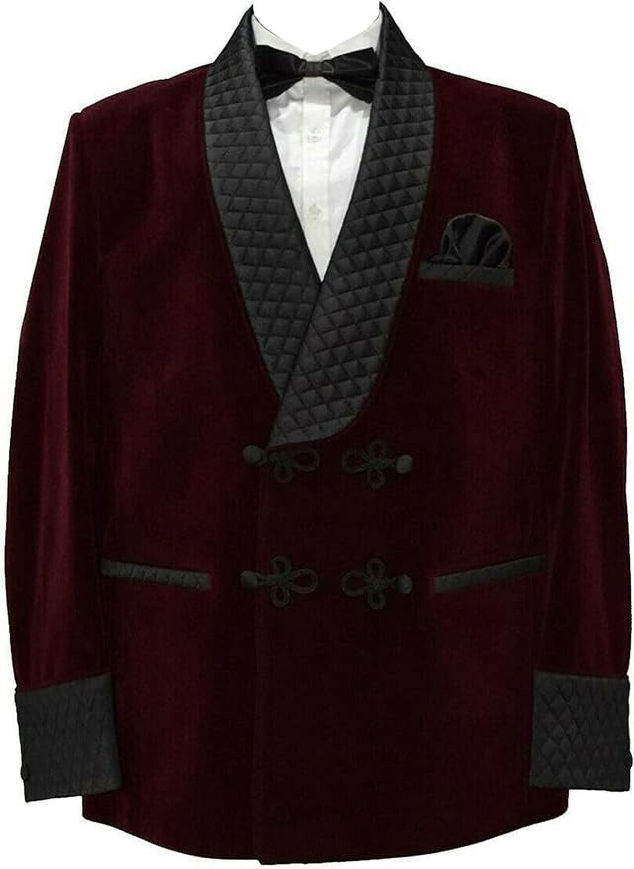 Smoking Jacket, Men Double Breasted Luxury Velvet Burgundy Cigar Robe ...