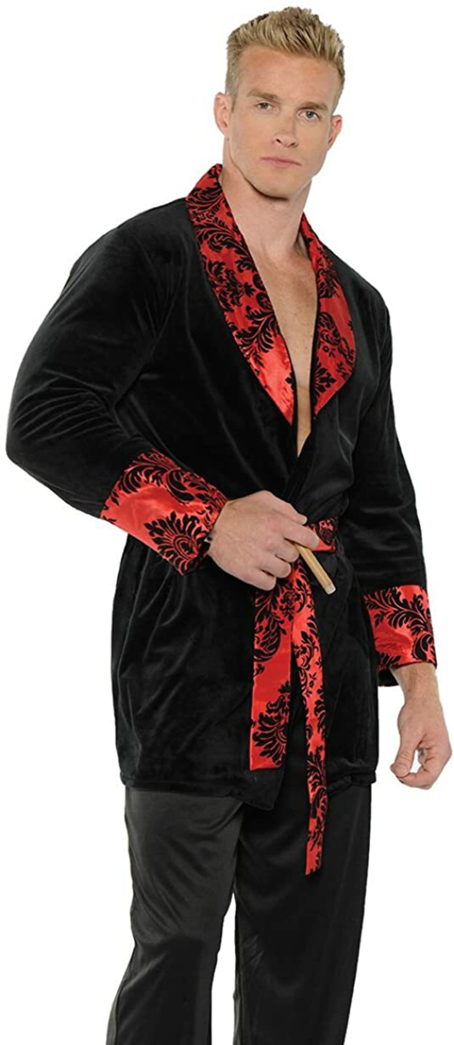 Smoking Jacket Mens Adult 60s Hugh Hefner Halloween Costume-OS ...