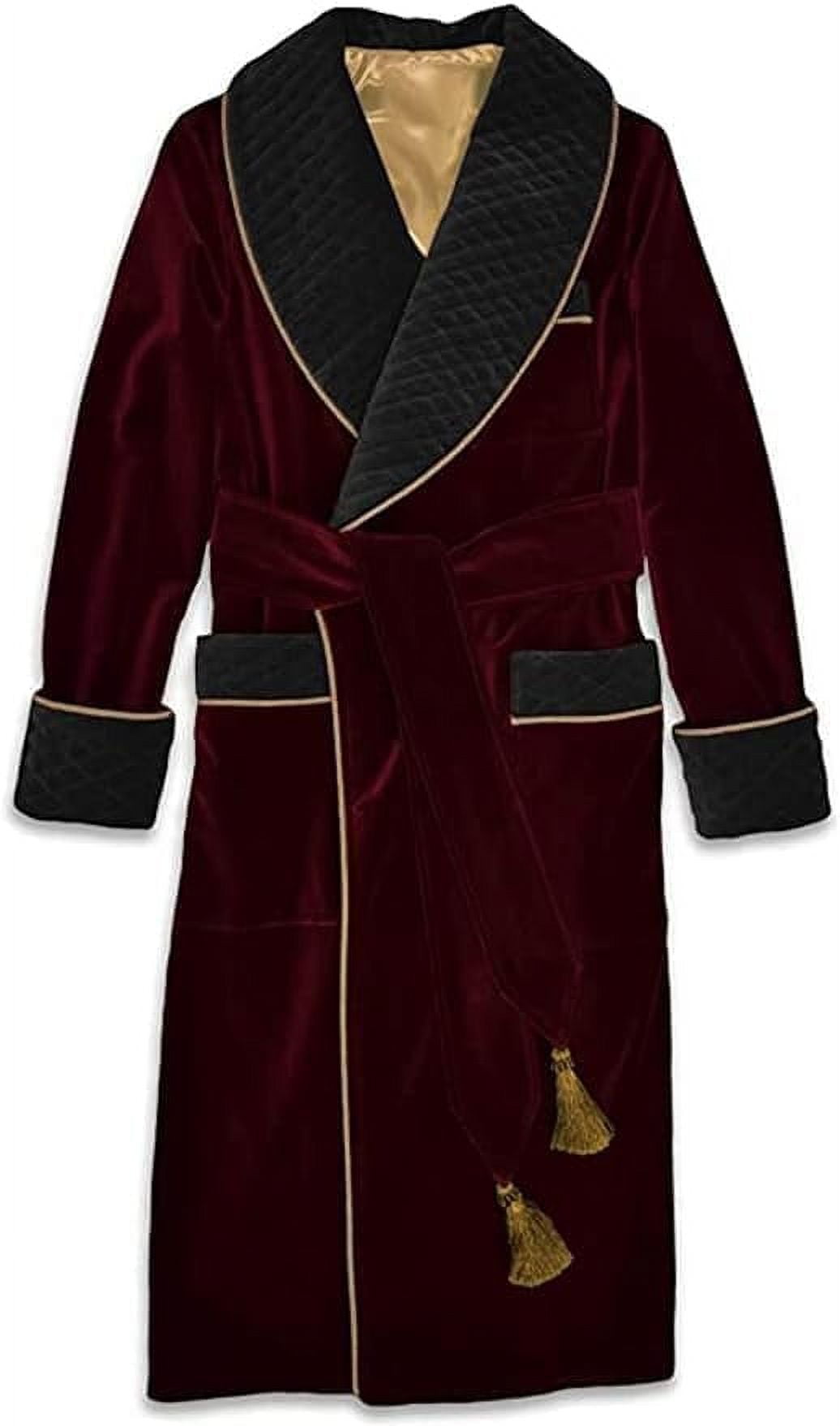 Smoking Jacket Red Long Velvet Gown for Men English Vintage Gentleman ...