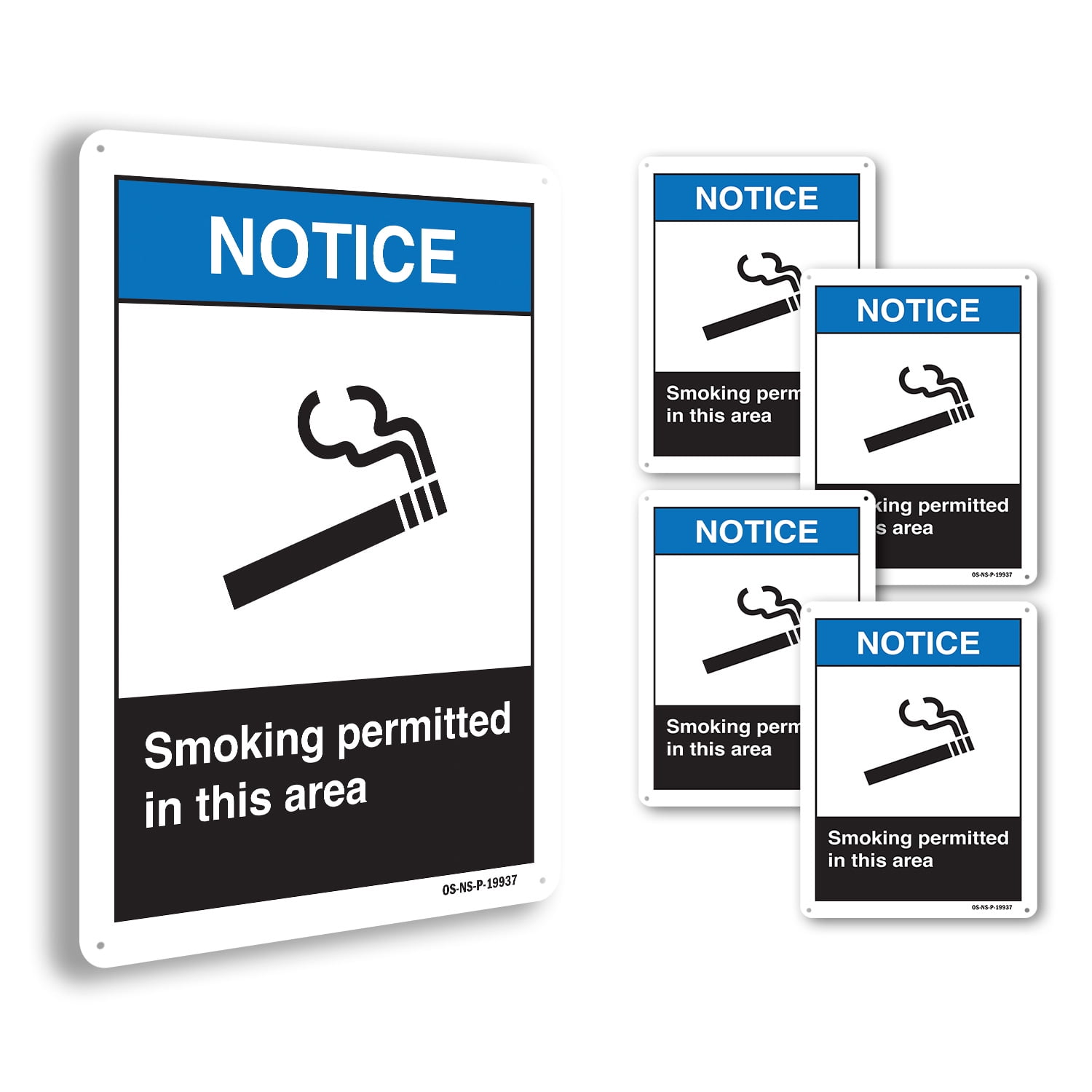 Smoking Permitted In This Area ANSI Notice Aluminum Sign 18 Inch x 12 ...