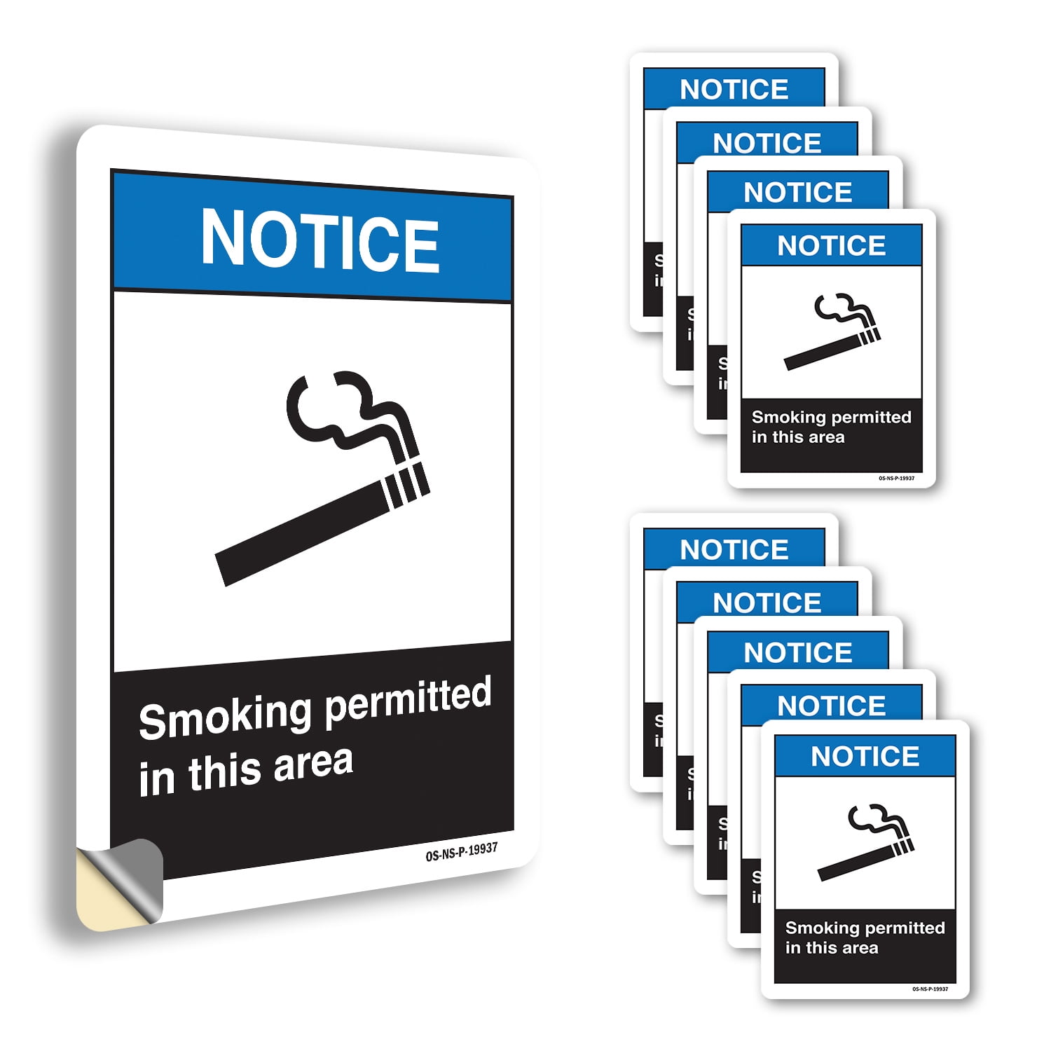 Smoking Permitted In This Area ANSI Notice Vinyl Decal Label 24 Inch x ...