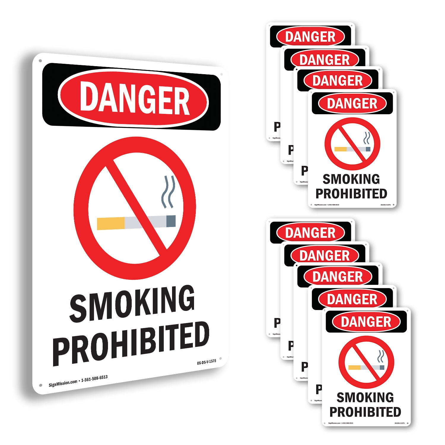 Smoking Prohibited OSHA Danger Aluminum Sign 10 Inch x 7 Inch - 10 Pack ...