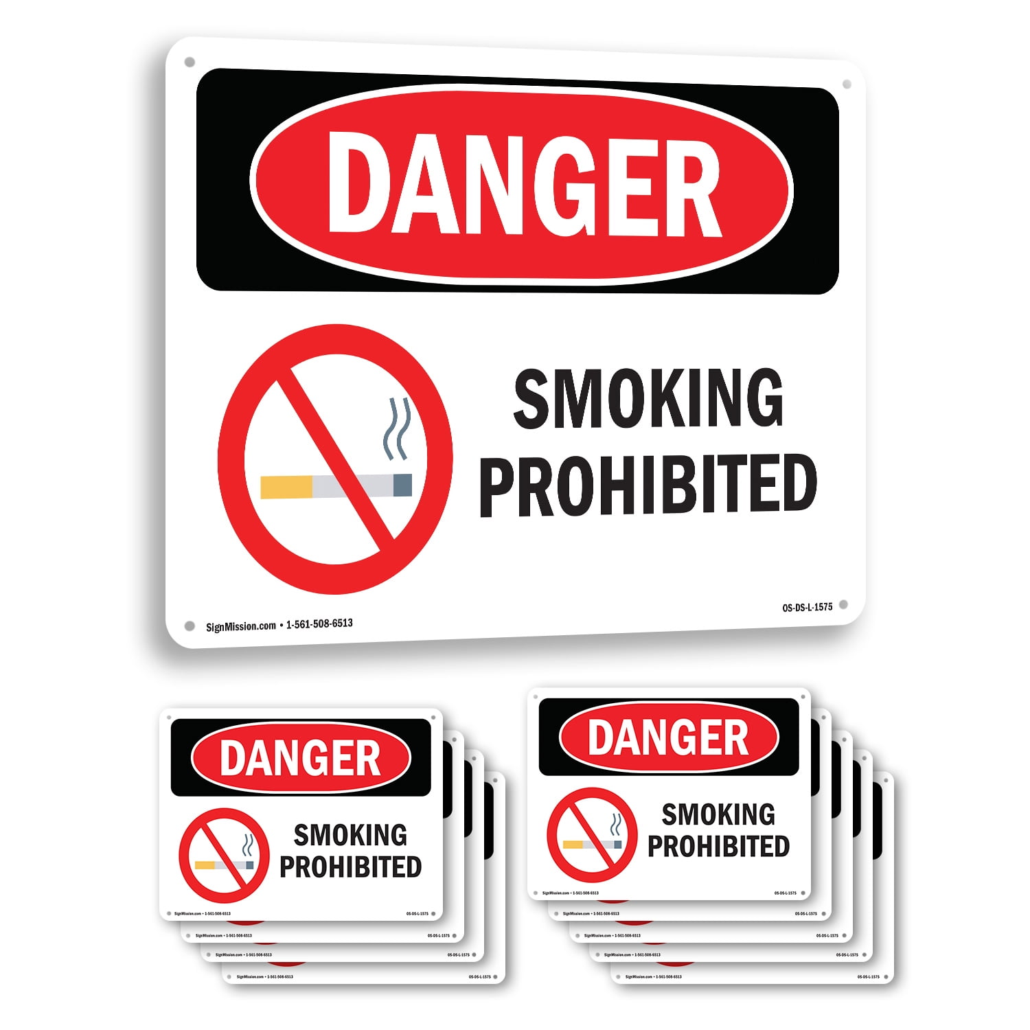 Smoking Prohibited OSHA Danger Rigid Plastic Sign 10 Inch x 7 Inch - 10 ...