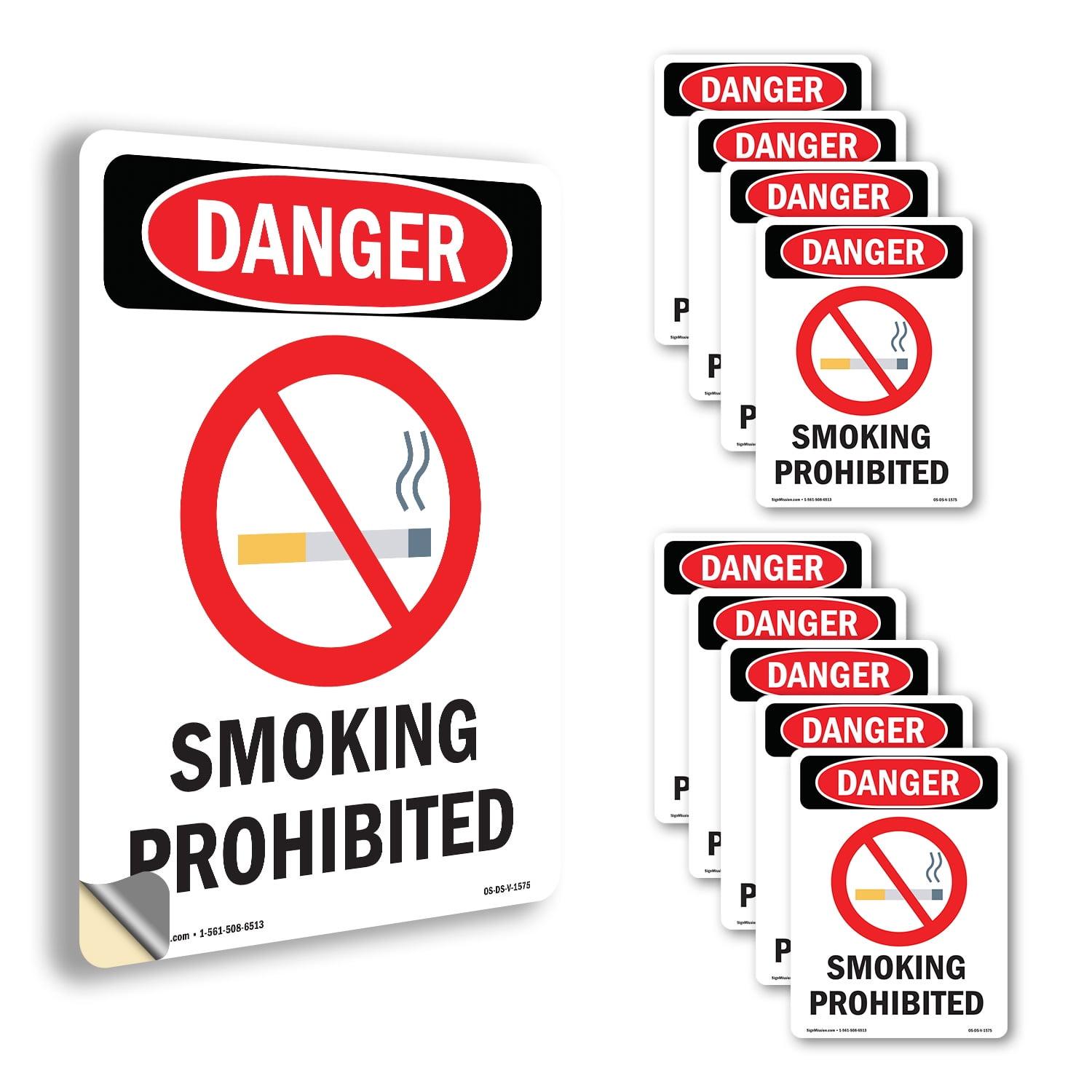 Smoking Prohibited OSHA Danger Vinyl Decal Label 10 Inch x 7 Inch - 10 ...