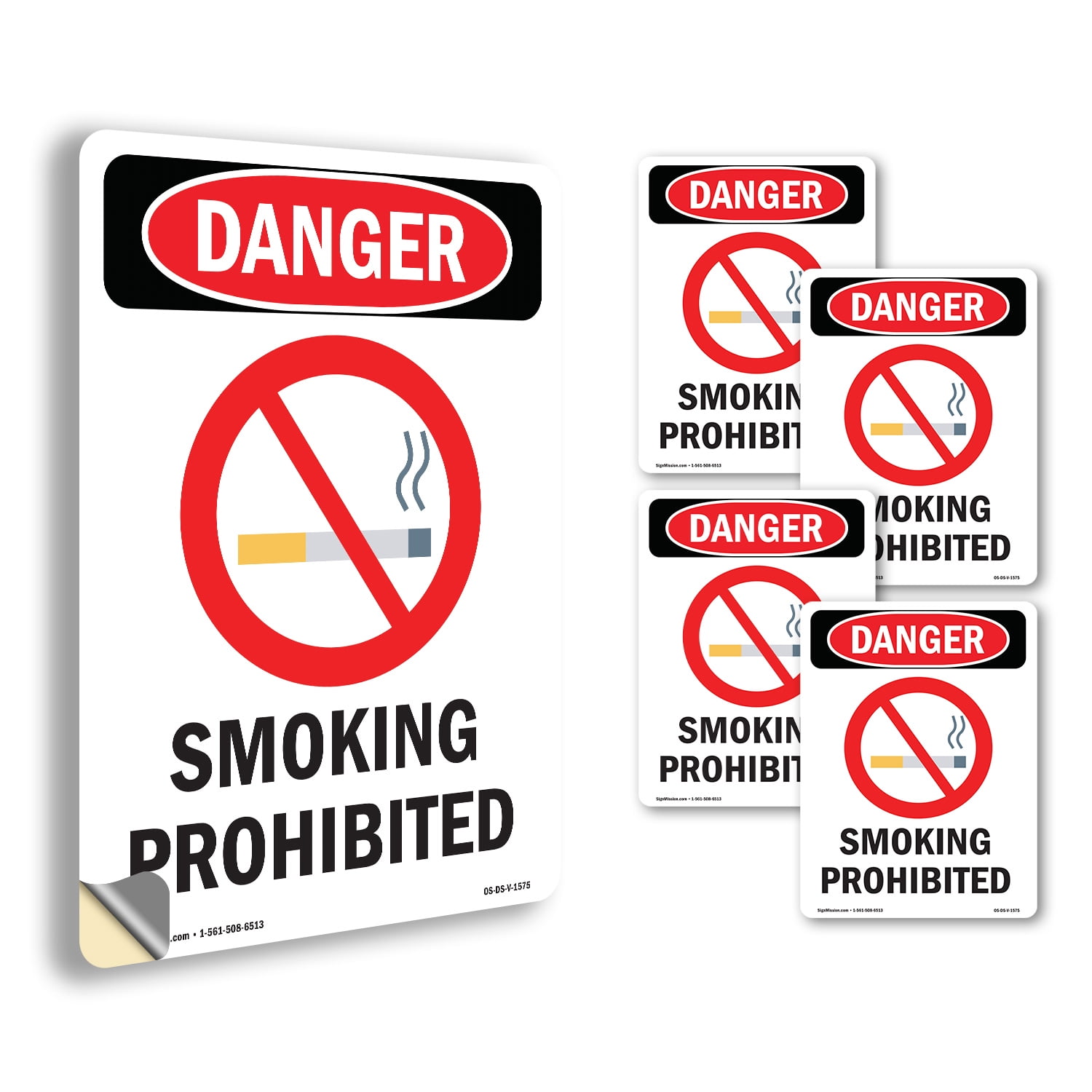 Smoking Prohibited OSHA Danger Vinyl Decal Label 18 Inch x 12 Inch - 5 Pack - Walmart.com