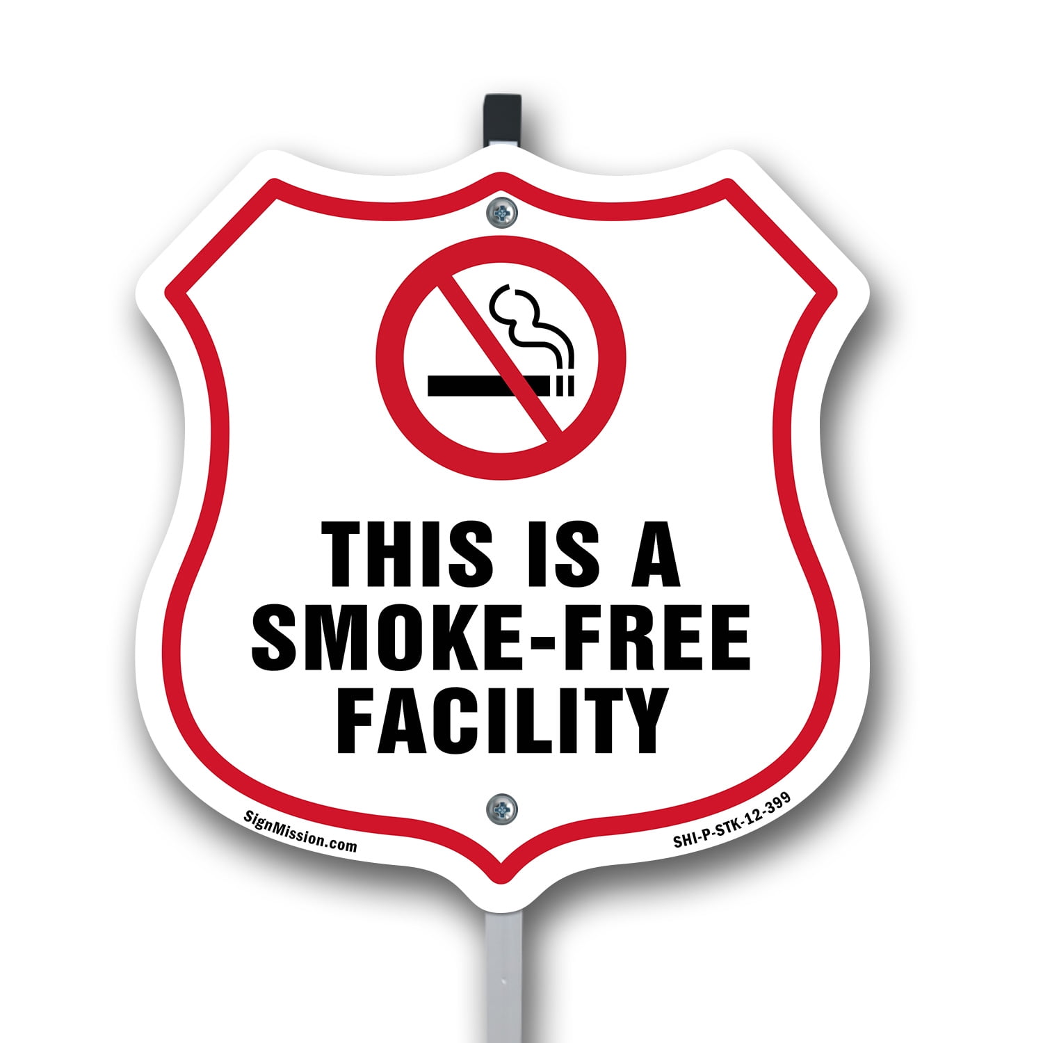 No Smoking Shield Label Set This Is A Smoke Free Facility 12 inch X 12 ...
