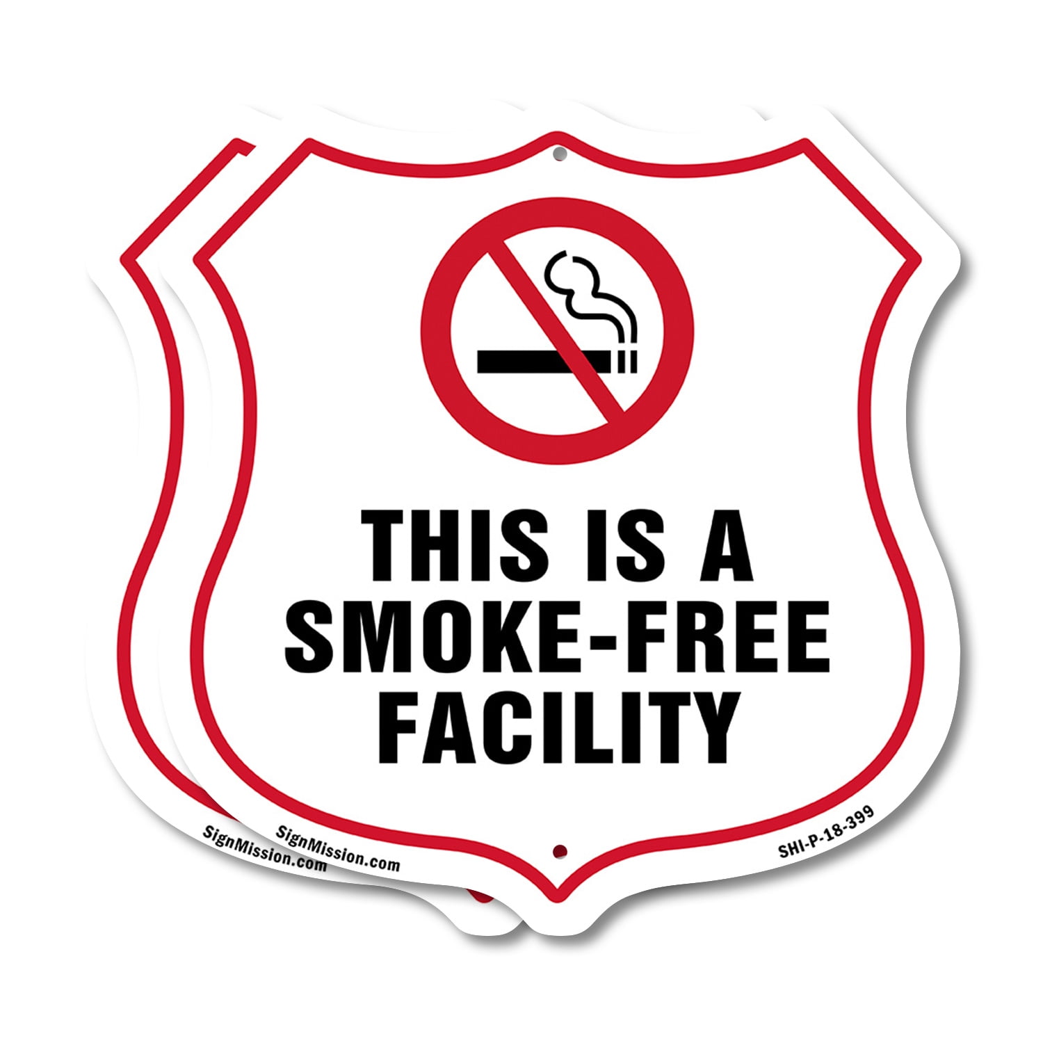 No Smoking Shield Label Set This Is A Smoke Free Facility (2 Pack) 18 ...
