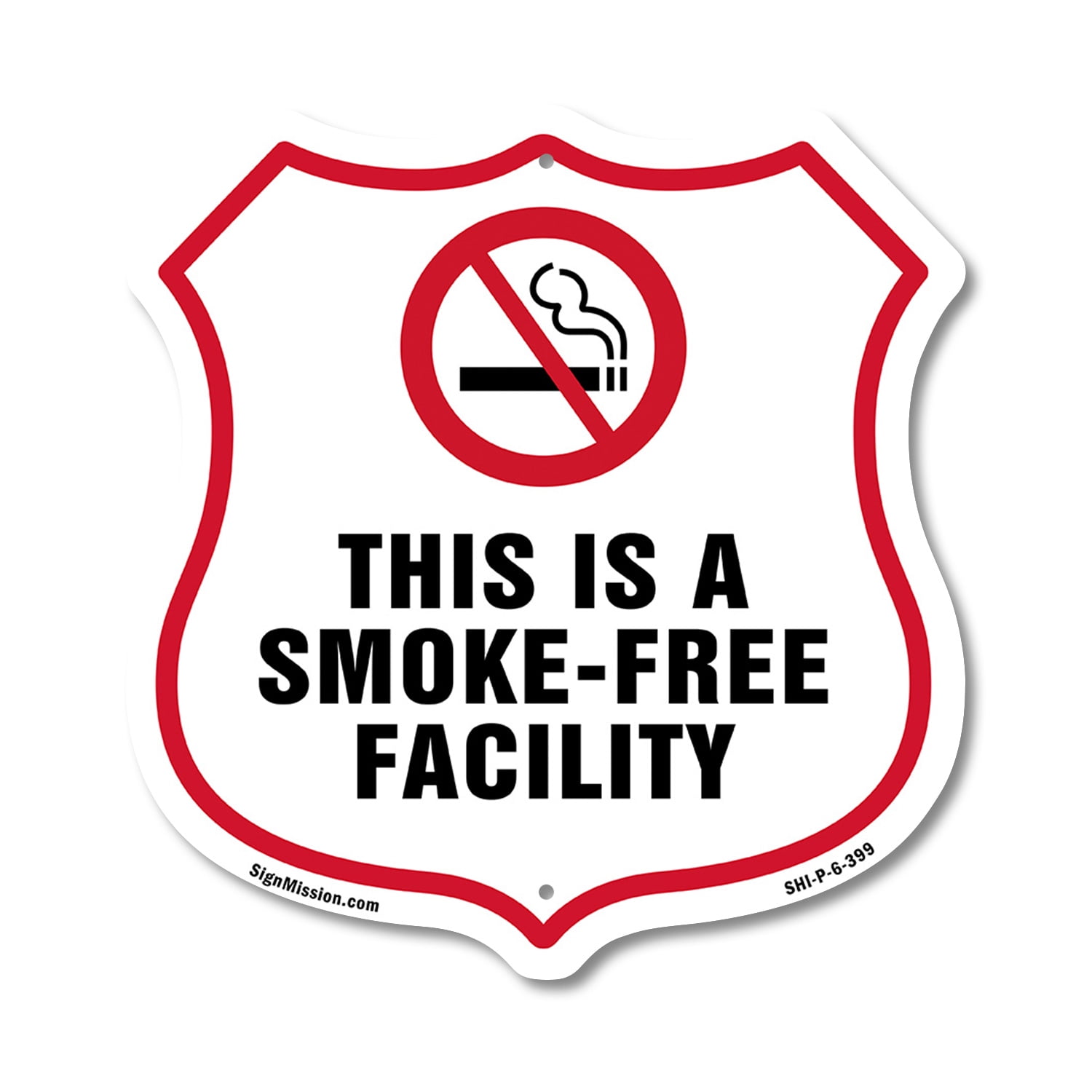 No Smoking Shield Label Set This Is A Smoke Free Facility 6 inch X 6 ...