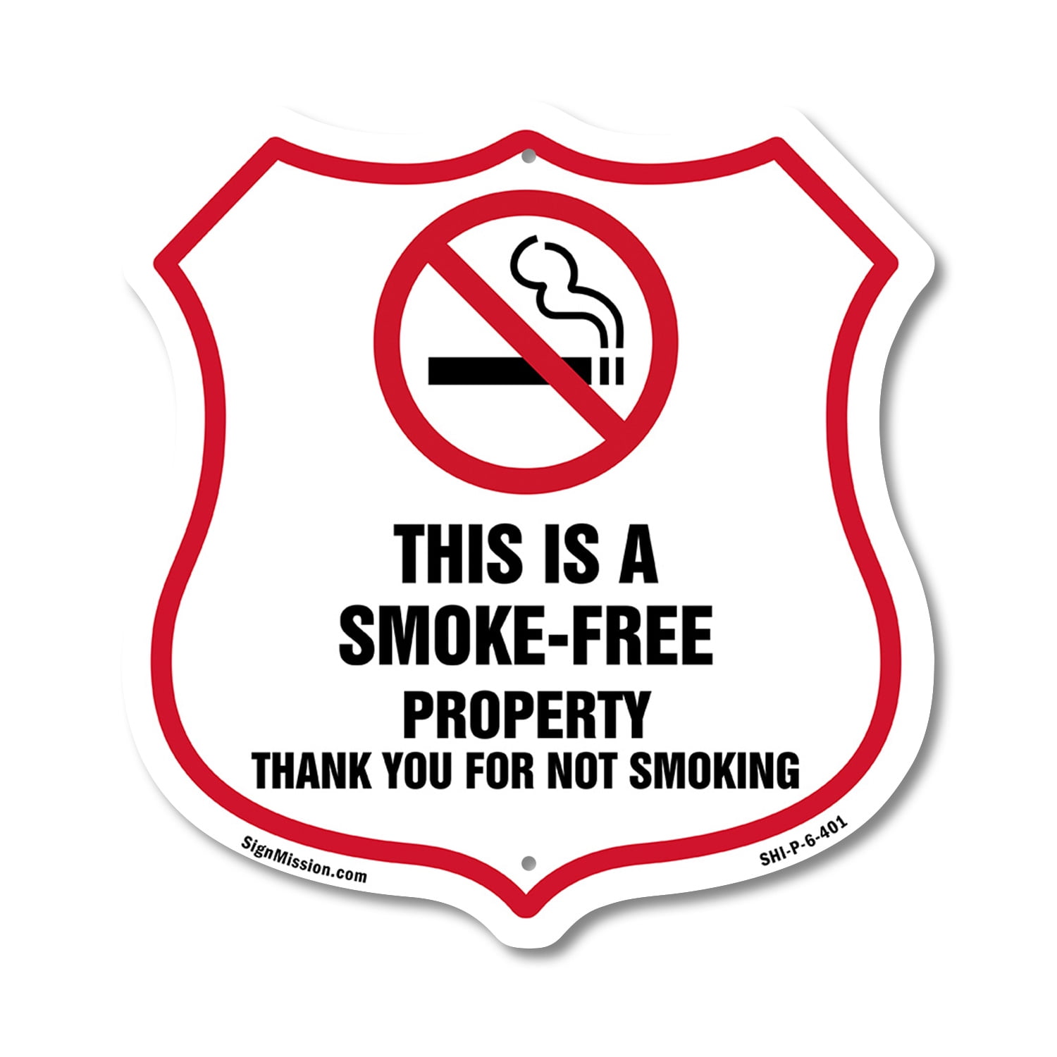 No Smoking Shield Sign This Is A Smoke Free Property Thank You For Not ...