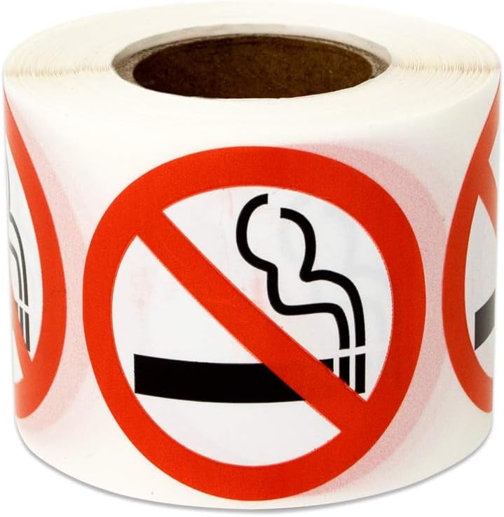 No Smoking Sign - 1.5" Round Circle Dots for Business Home Vehicles ...