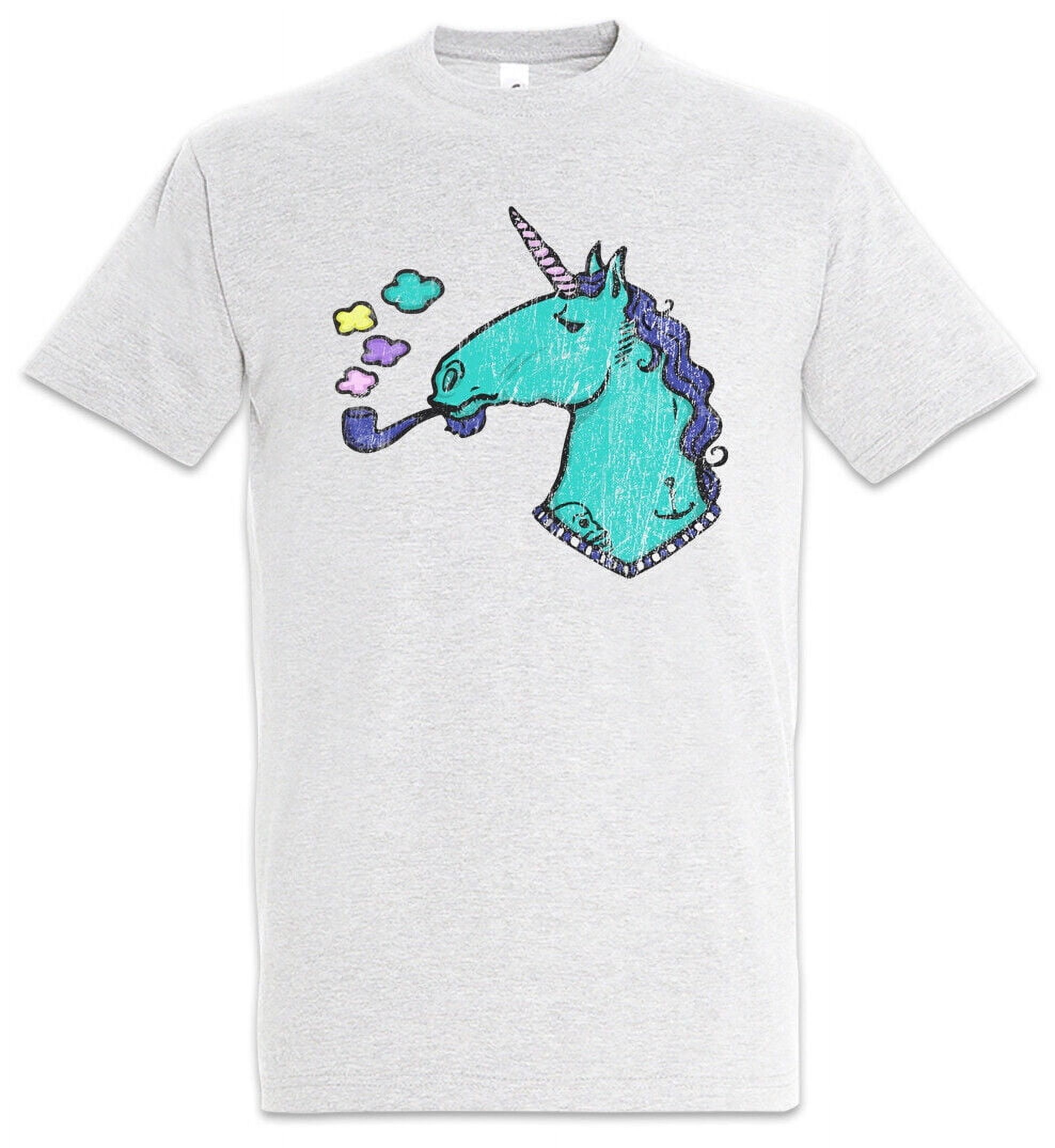 Smoking Unicorn T-Shirt Rainbow Fairytale Pipe Smoker Smoking Fun ...