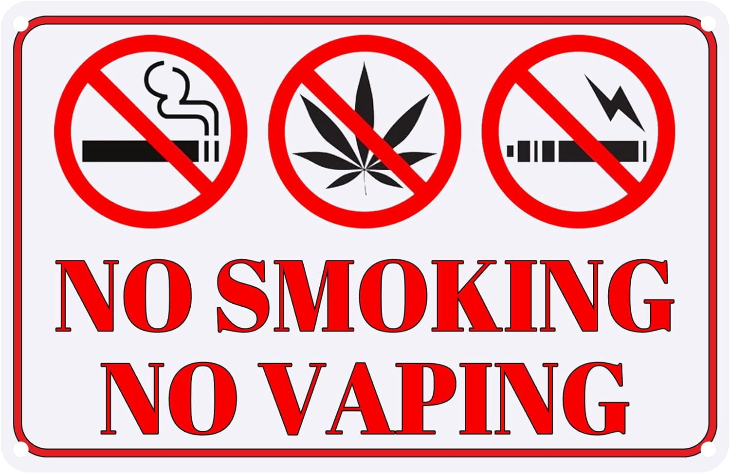 No Smoking No Vaping Symbol Signs, 12 x 16 Inches, Rust Free ...