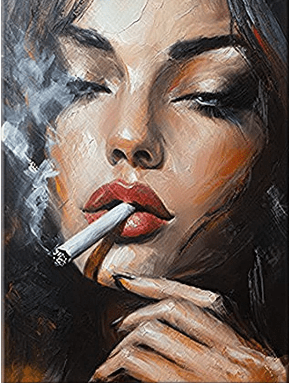 Smoking Woman Canvas Painting Wall Art，Perfect for Living Room，Bedroom ...