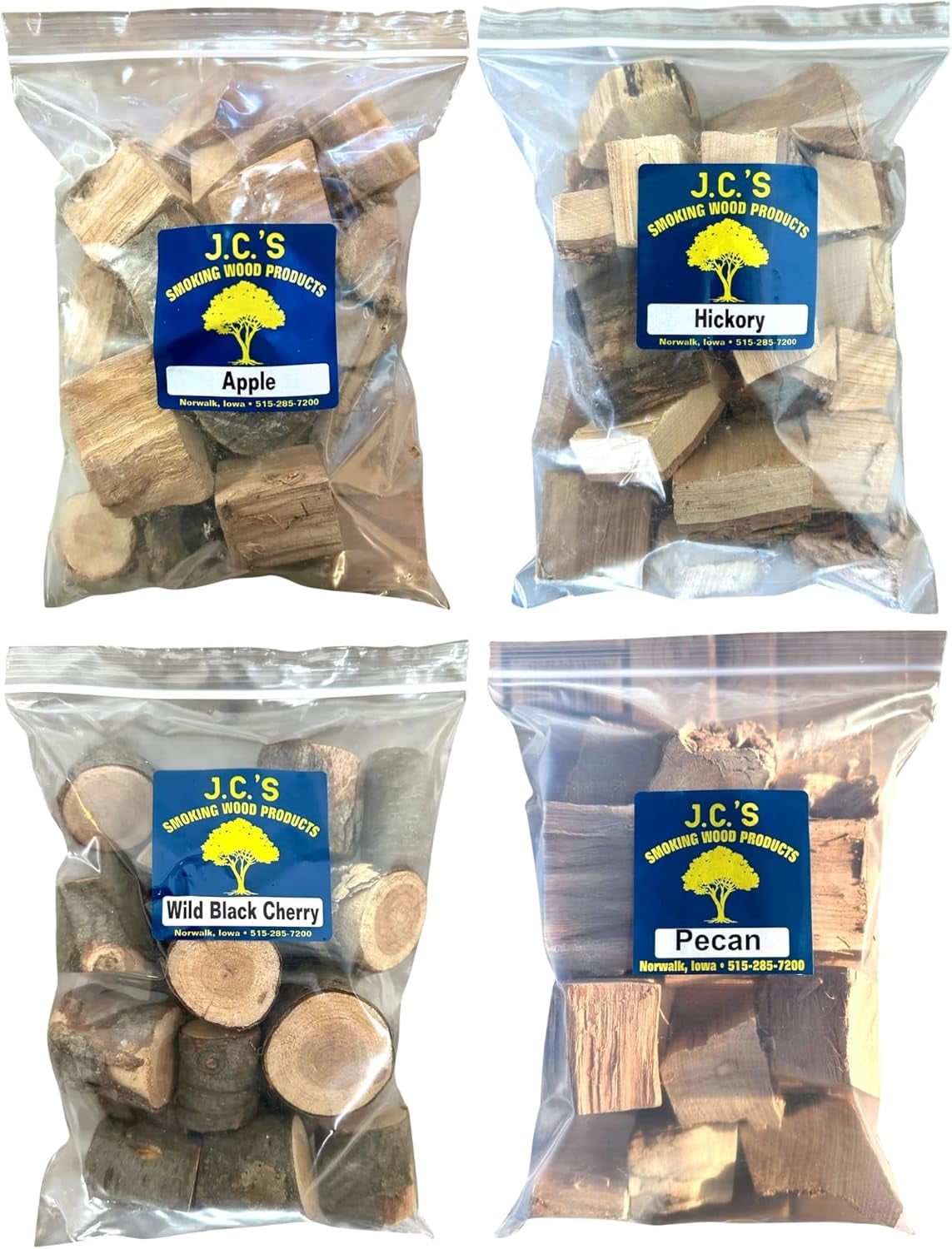 Smoking Wood Chunks - Premium 4 PK Gallon Sized Bag of Apple, Hickory ...