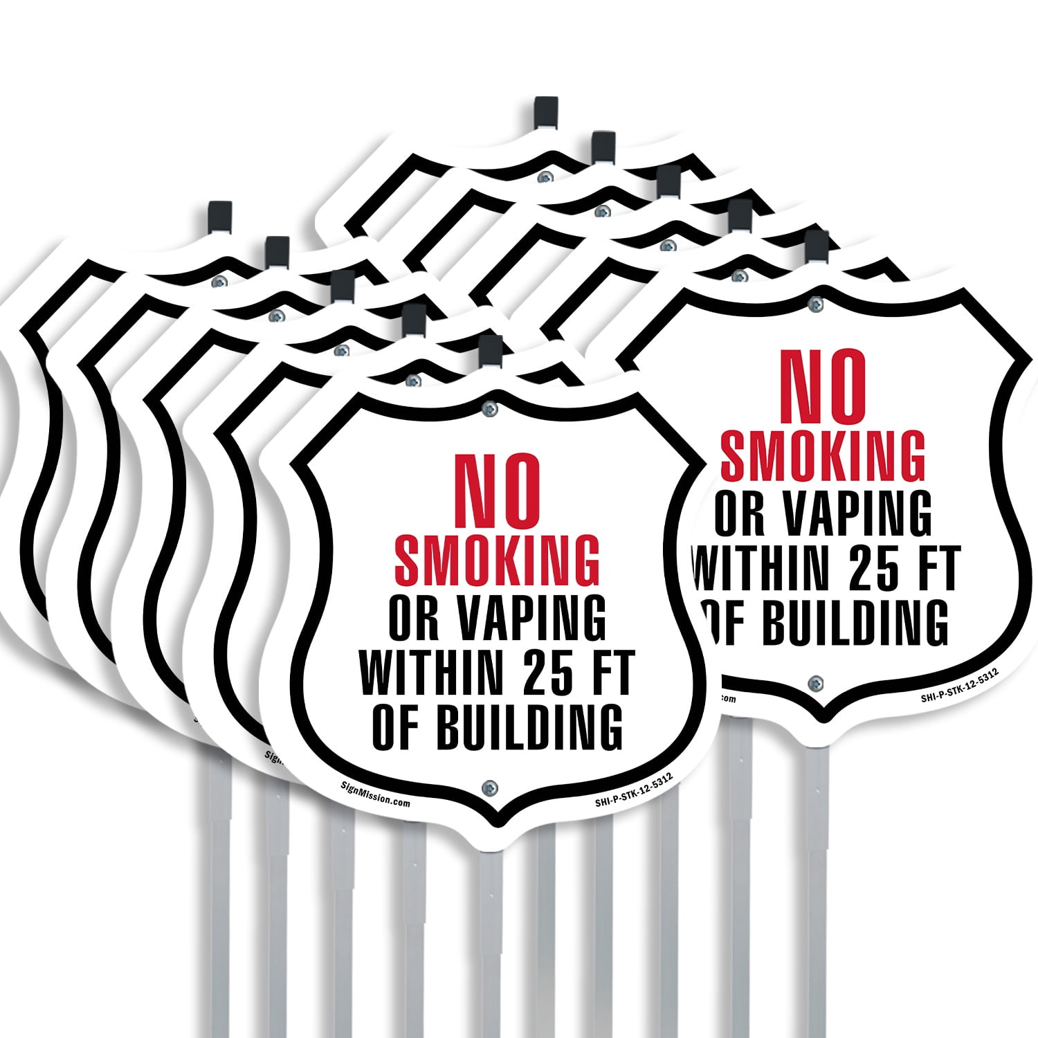 No Smoking vaping Within 25 Feet Of Building (10 Pack) 12 inch X 12 ...