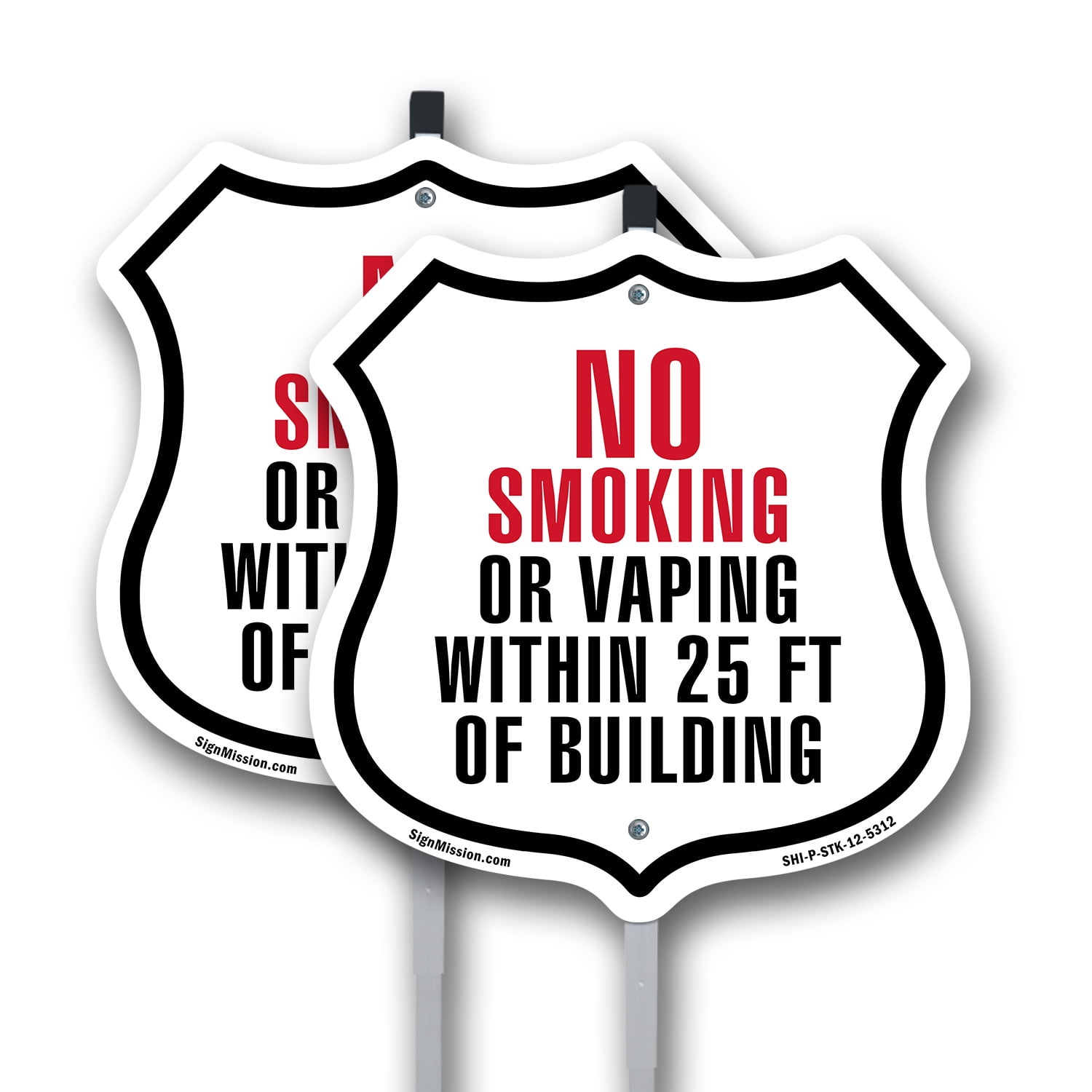 No Smoking vaping Within 25 Feet Of Building (2 Pack) 12 inch X 12 inch ...