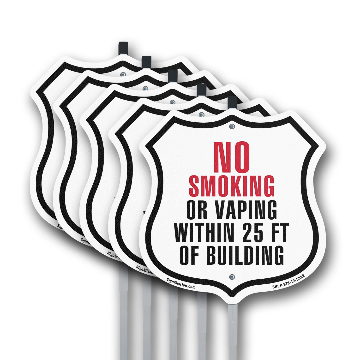 No Smoking vaping Within 25 Feet Of Building (5 Pack) 12 inch X 12 inch ...