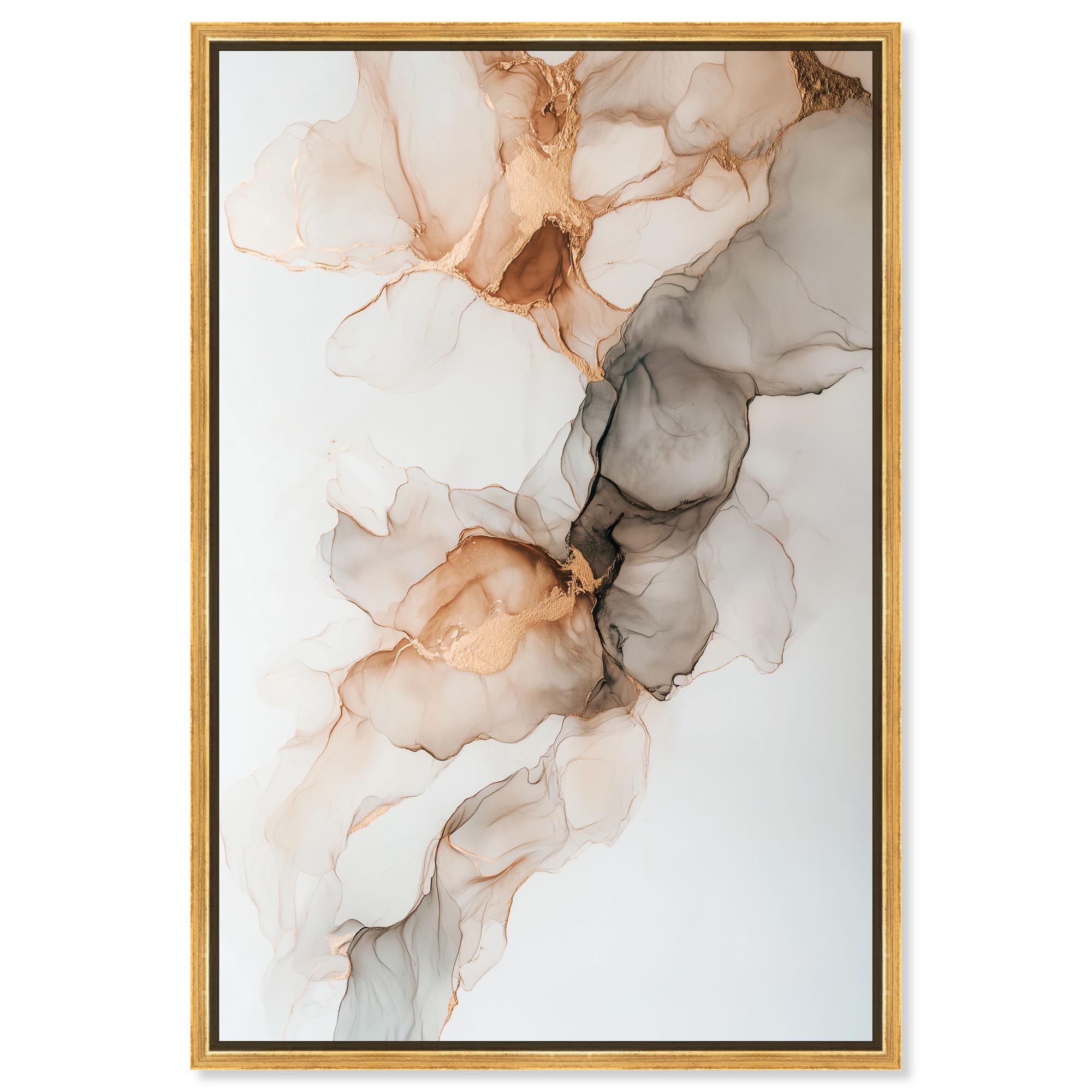 Smoky Gold Drift Canvas Elegant Abstract Art by Art Remedy, Gold Frame ...