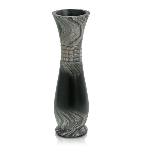 Smoky Grain Gray and Black Mango Tree Wood Hand Carved Vase - Walmart.com