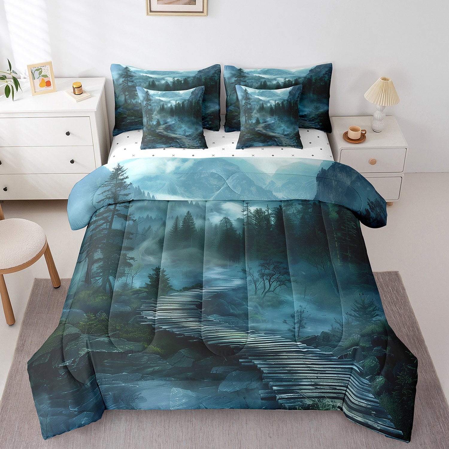 Smoky Mountain Comforter 7-Piece Pineforest Bedding Twin for Boys Girls ...