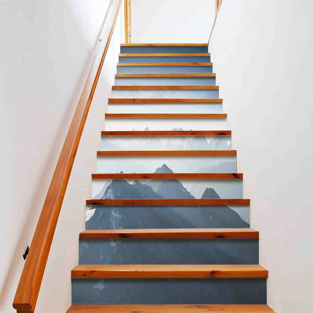 Smoky Mountain Forest Stair Stickers Self-adhesive Natural Scenery ...