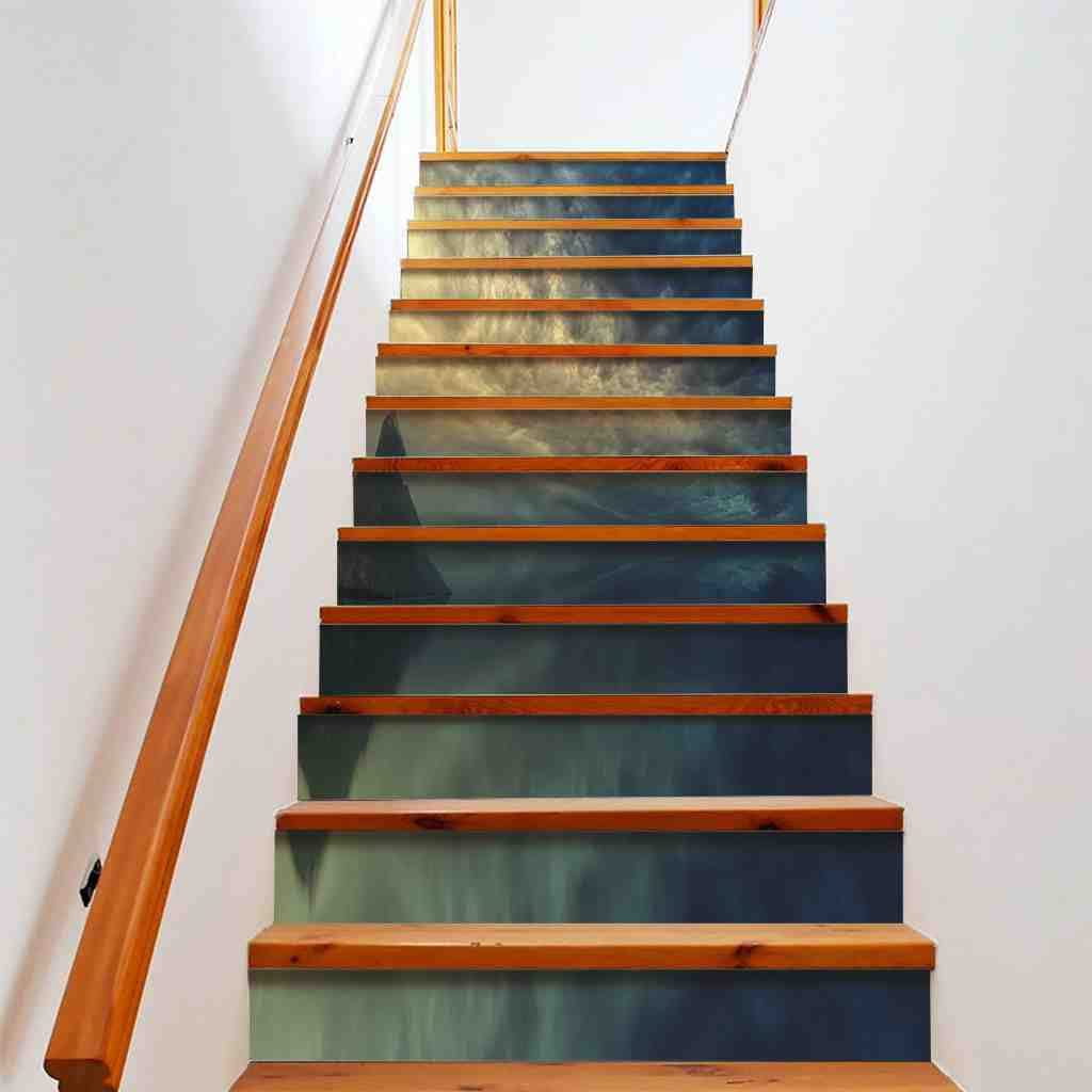 Smoky Mountain Forest Stair Stickers Self-adhesive Natural Scenery ...