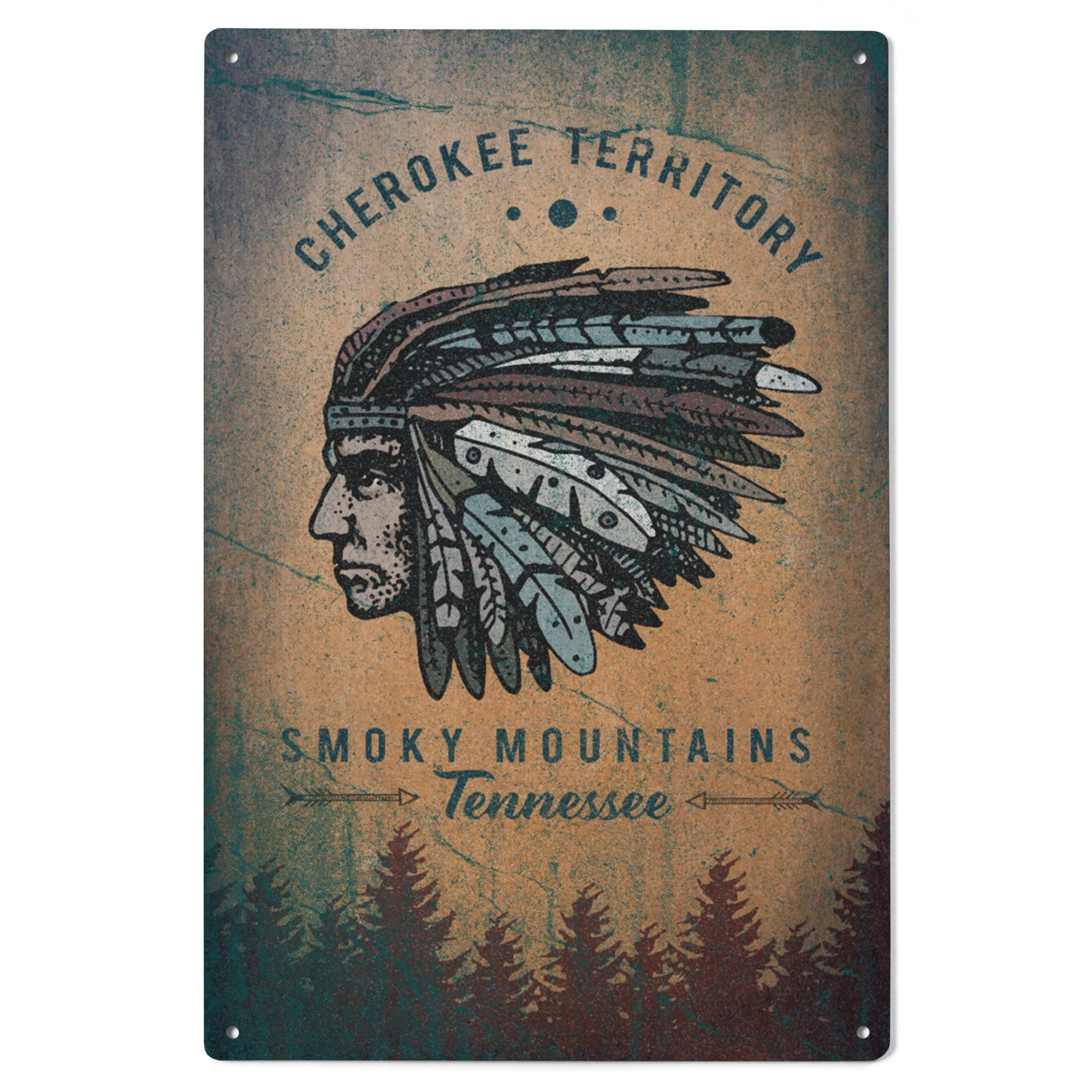 Smoky Mountain, Tennessee, Cherokee Territory Birch Wood Wall Sign (6x9 ...