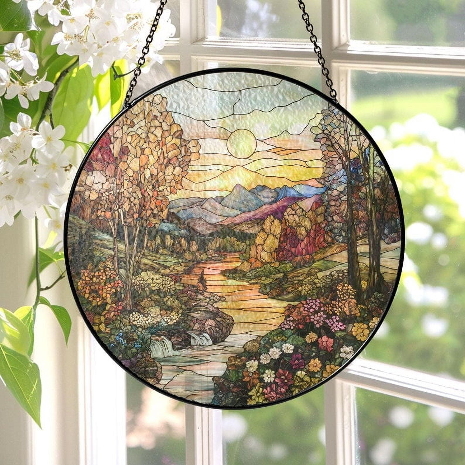 Smoky Mountains Stained GLASS Suncatcher, Window Decor Gift for Mothers ...