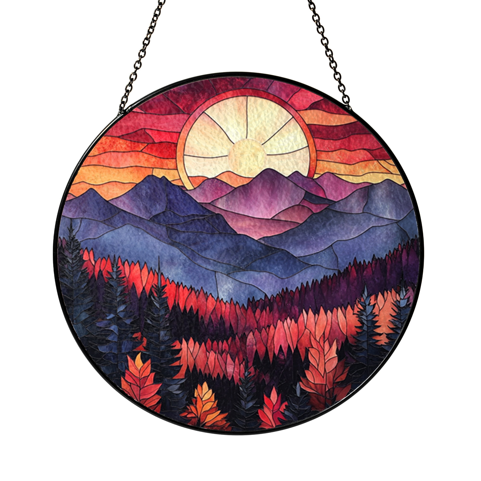 Smoky Mountains Stained Glass Suncatcher Window Hanging Scenic ...