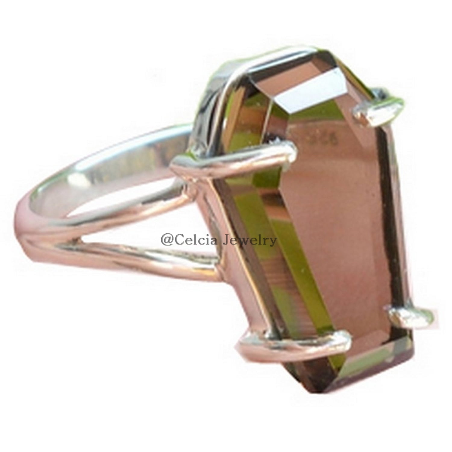 Smoky Quartz Natural Healing Gemstone Womens Ring, Pure 925 Sterling ...