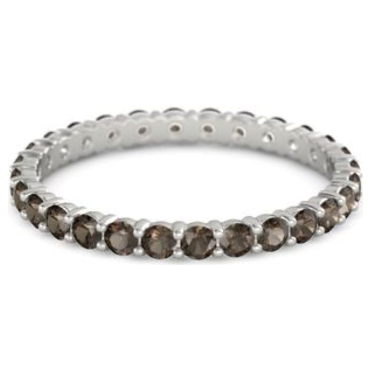 Smoky Quartz Round 2.50 MM Eternity 925 Sterling Silver Women Stackable Ring Jewelry - Walmart.com