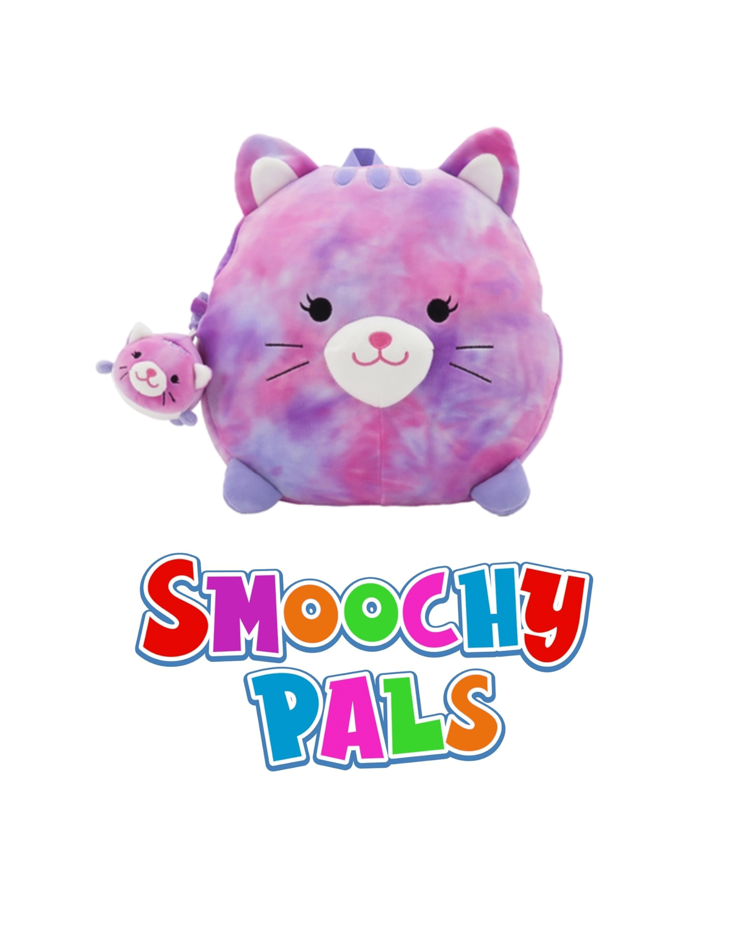Smoochy Pals 12" Tie-Dye Cat Backpack with Keychain - Linzy Toys - Age 4+ (61284TDCAT) - Walmart.com