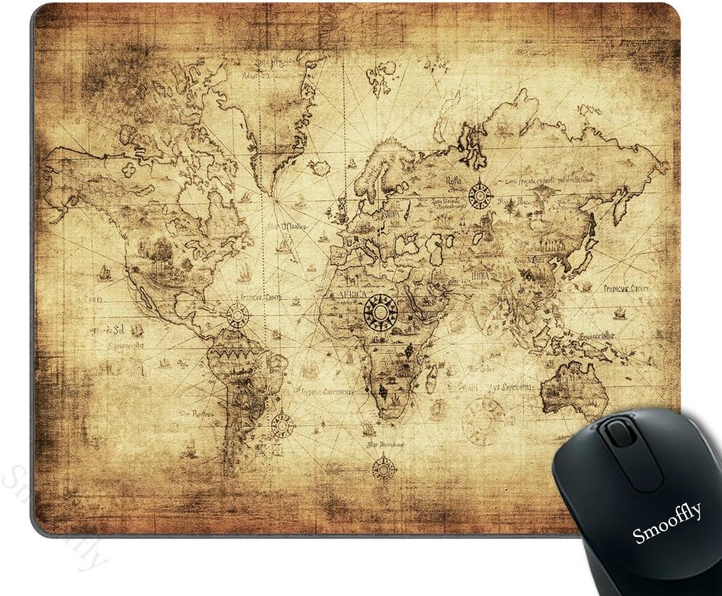 Smooffly Antique Map Mouse Pad,World Map Antique Vintage Old Style ...