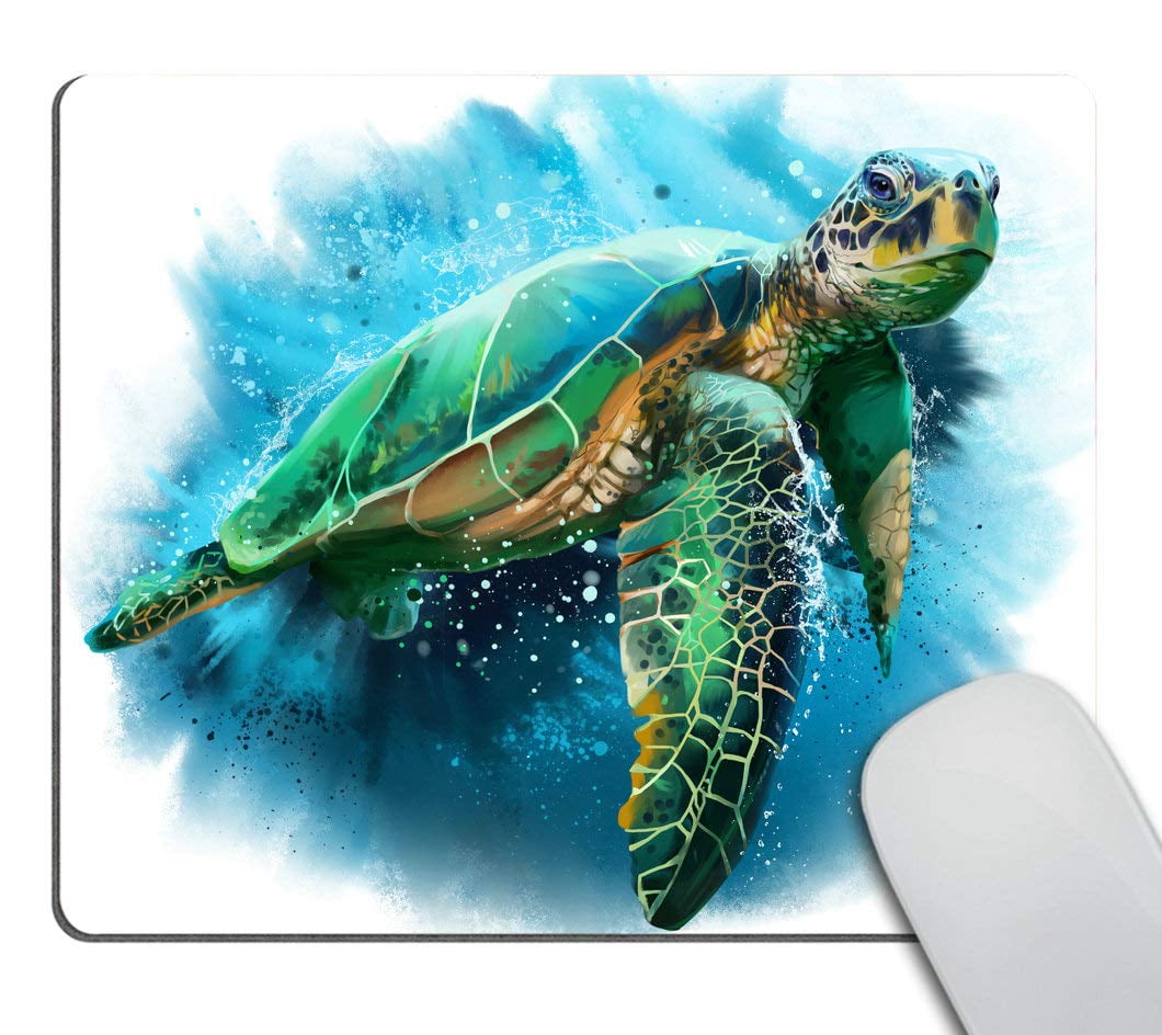 Smooffly Gaming Mouse Pad Custom,Big Sea Turtle Watercolor Non-Slip ...