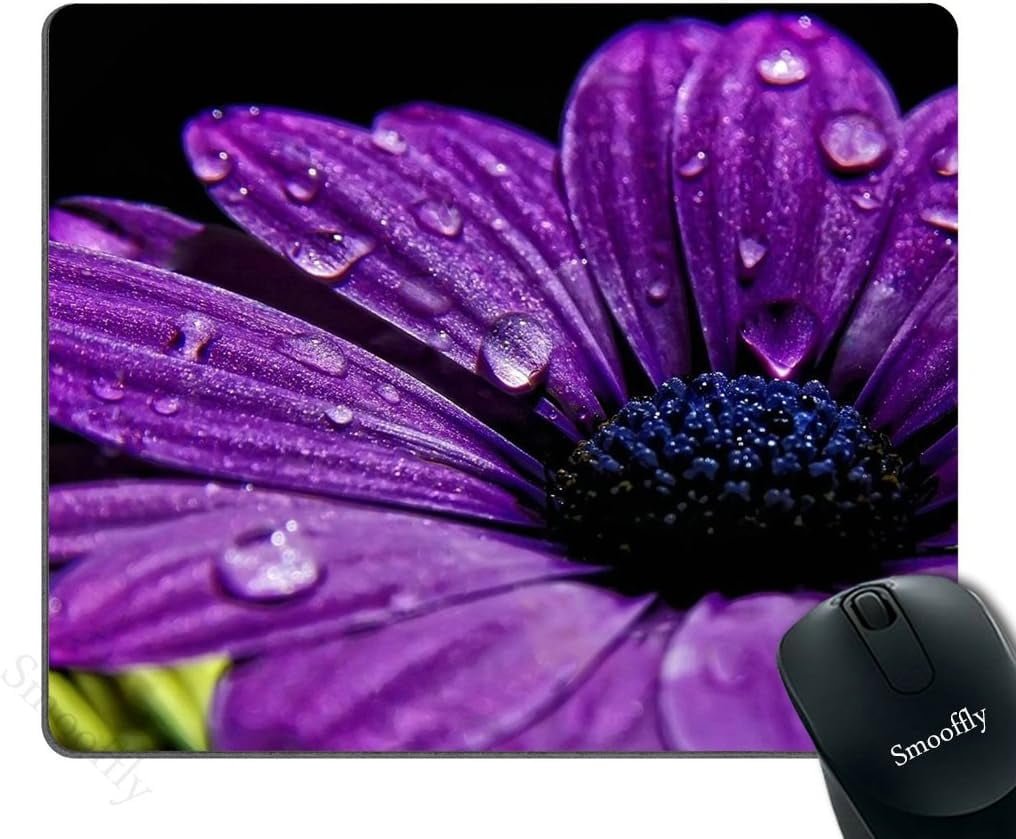 Smooffly Mouse Pad Purple Daisy Rectangle Mouse Mat Design Natural Eco ...