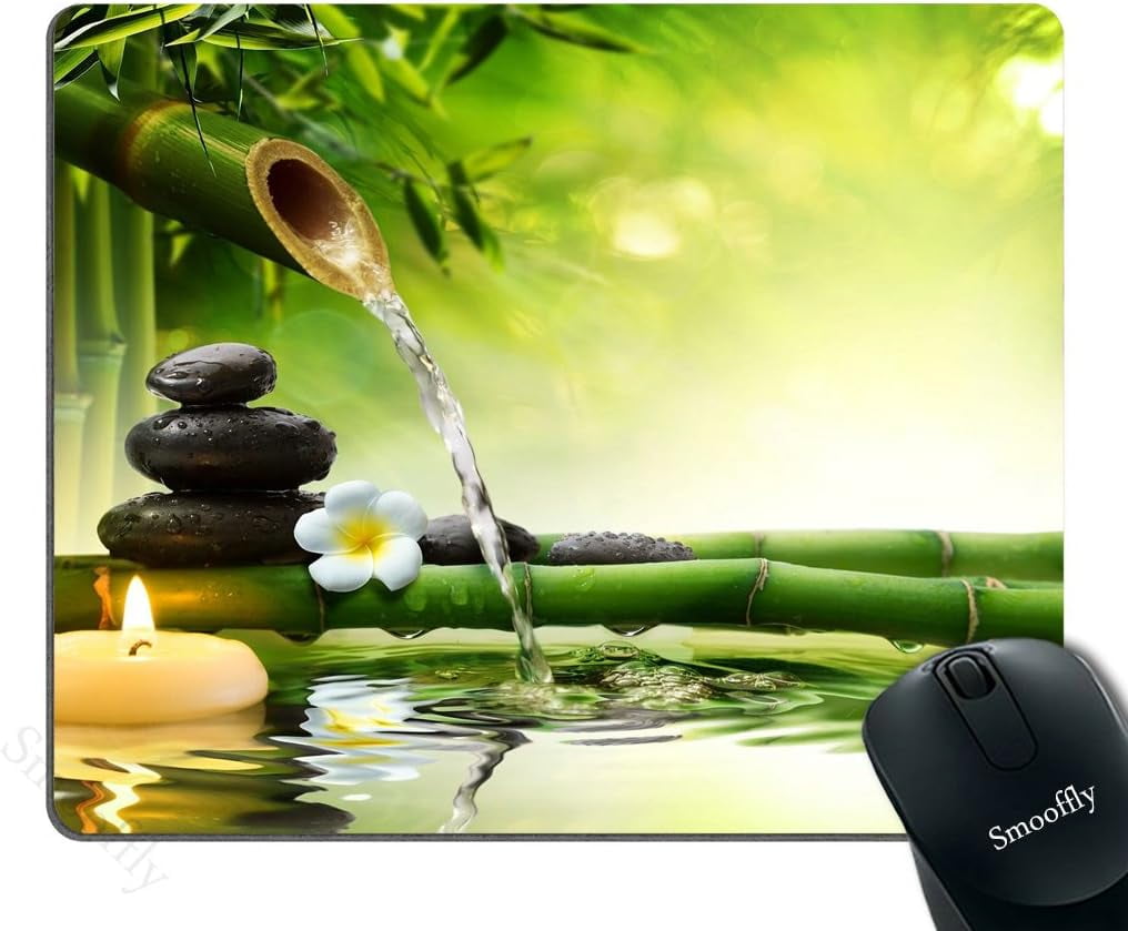 Smooffly Nature Gaming Mouse Pad,Spa Stones in Garden with Flow Water ...