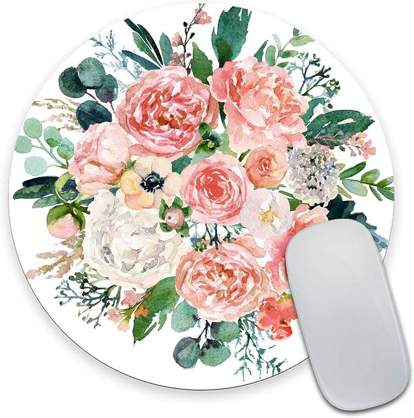 Smooffly Watercolor Floral Round Mouse pad Custom,Bright Pink Vivid ...