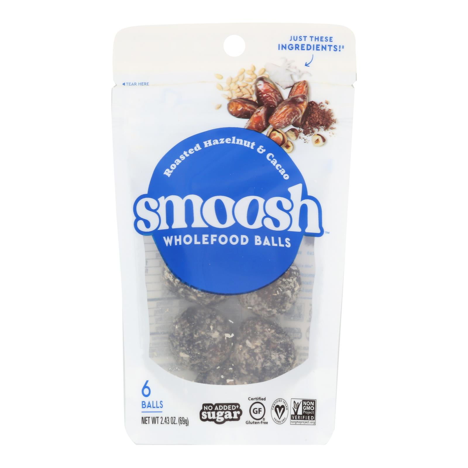 Smoosh HG2672384 2.43 oz Roasted Hazelnut & Cacao Wholefood Ball - Case ...