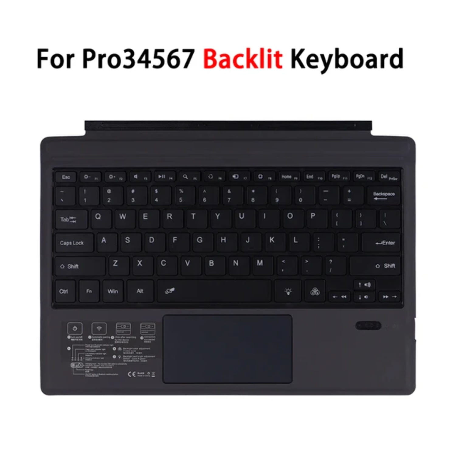 Smooth Backlit Portable Wireless Bluetooth Keyboard with Trackpad for ...