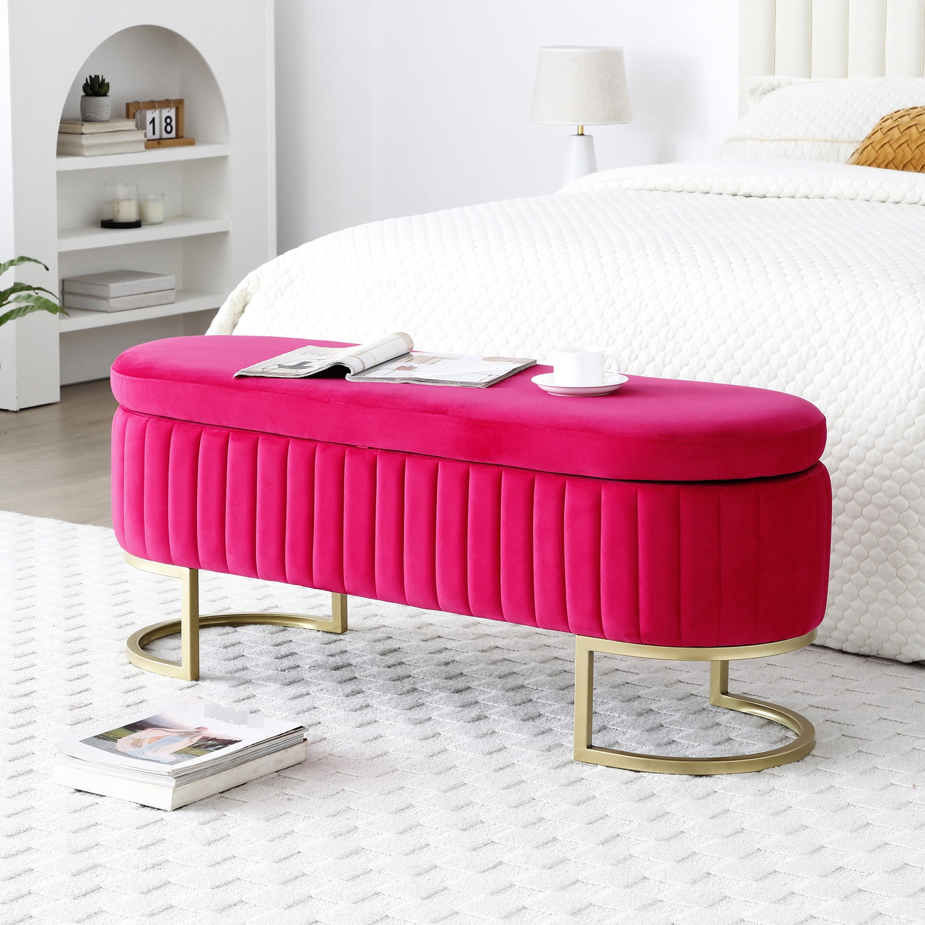 Smooth Corner Oval Design - Extra Seating & Object Storage - End of Bed ...