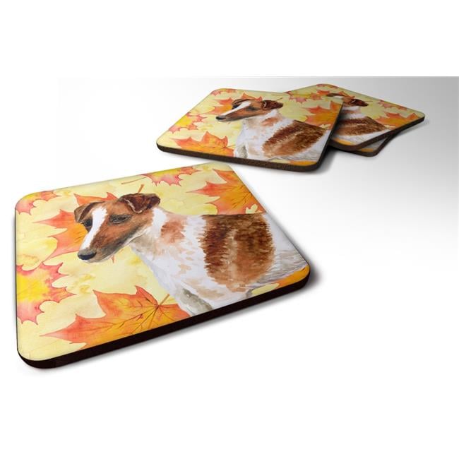 Smooth Fox Terrier Fall Foam Coaster, 3.5 x 3.5 in. - Set of 4 ...