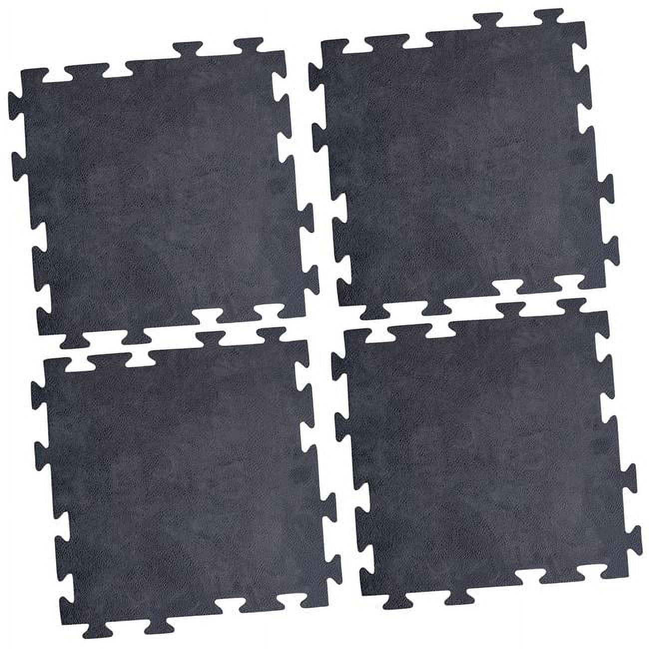 Smooth Interlocking Square Rubber Tile Mats, Black - Pack of 4 ...