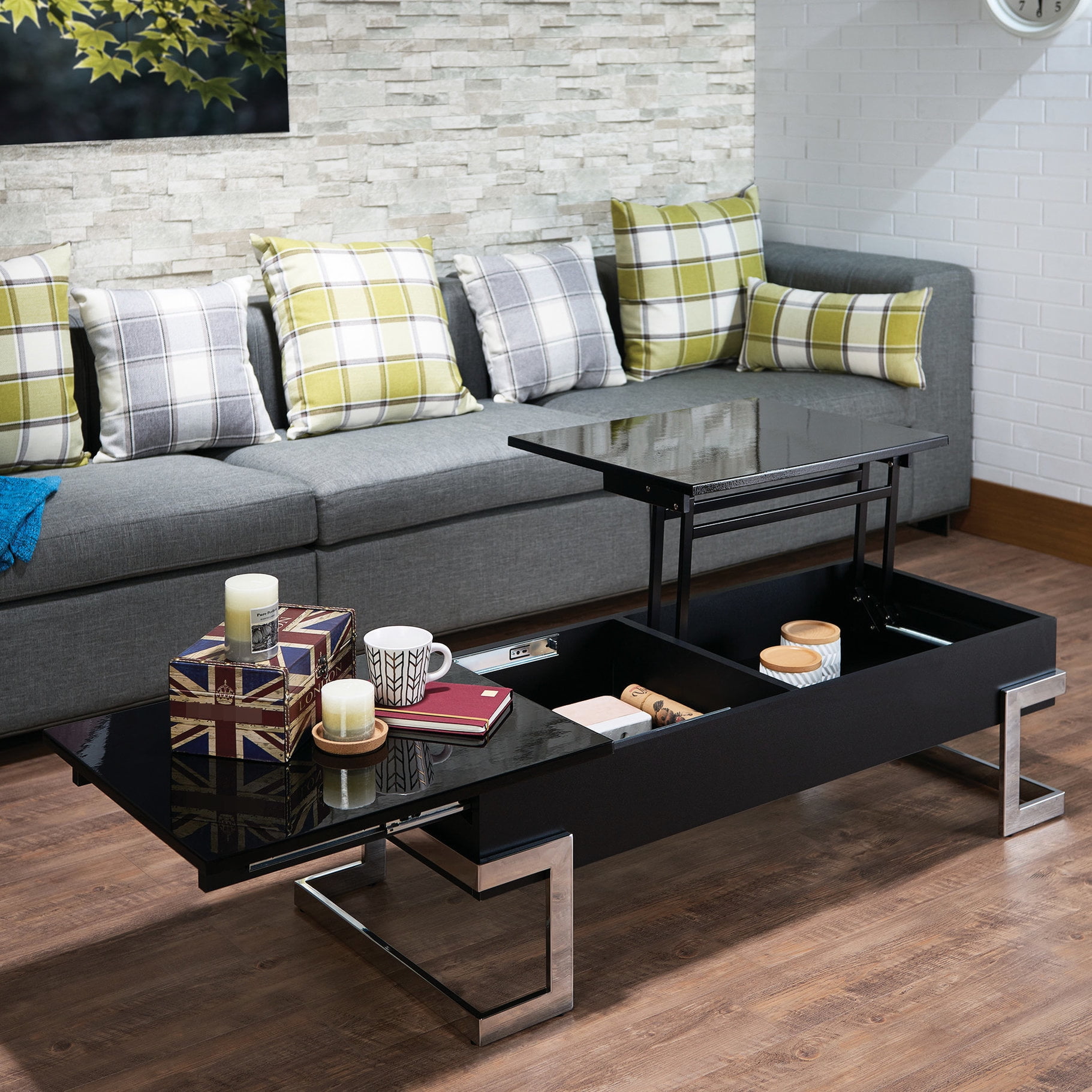 Smooth Lift Top Mechanism+Chrome Metal Accents”-“Living Room Setup ...
