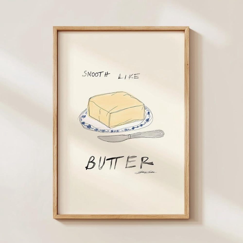 Smooth Like Butter Poster, Trendy Coffee Poster, Retro Coffee Poster ...