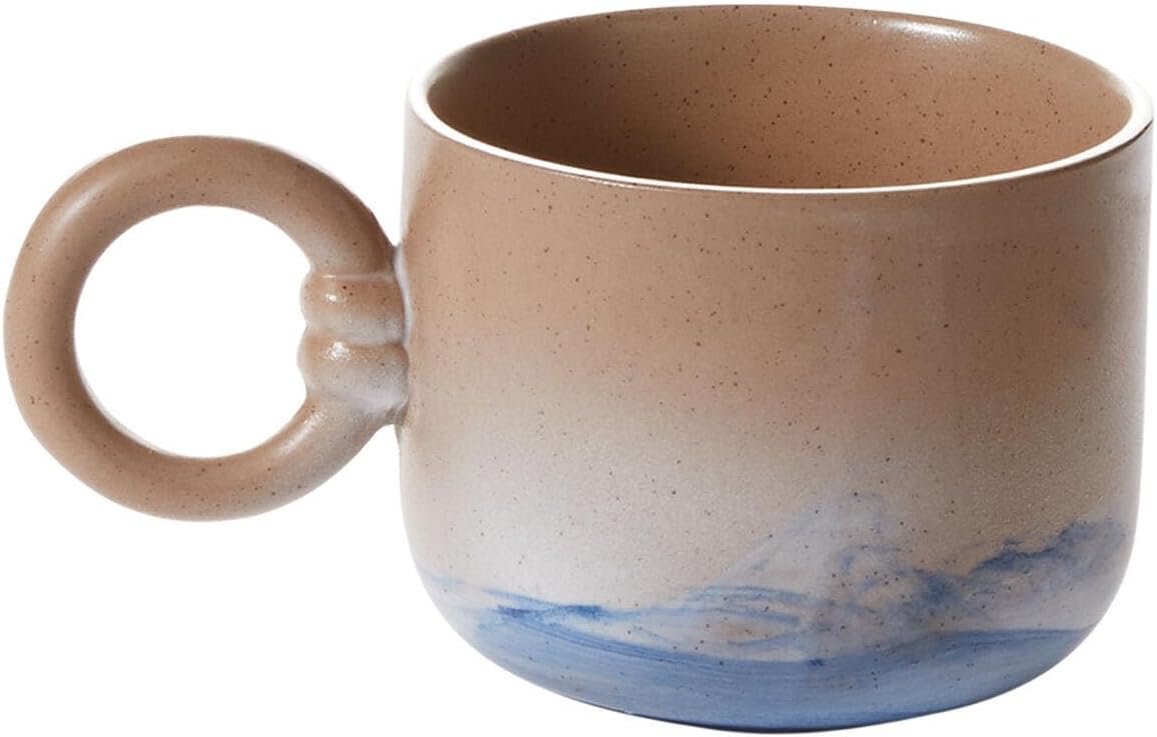 Smooth Mug and Saucer Set with Hand-Painted Ombre Design and Round ...